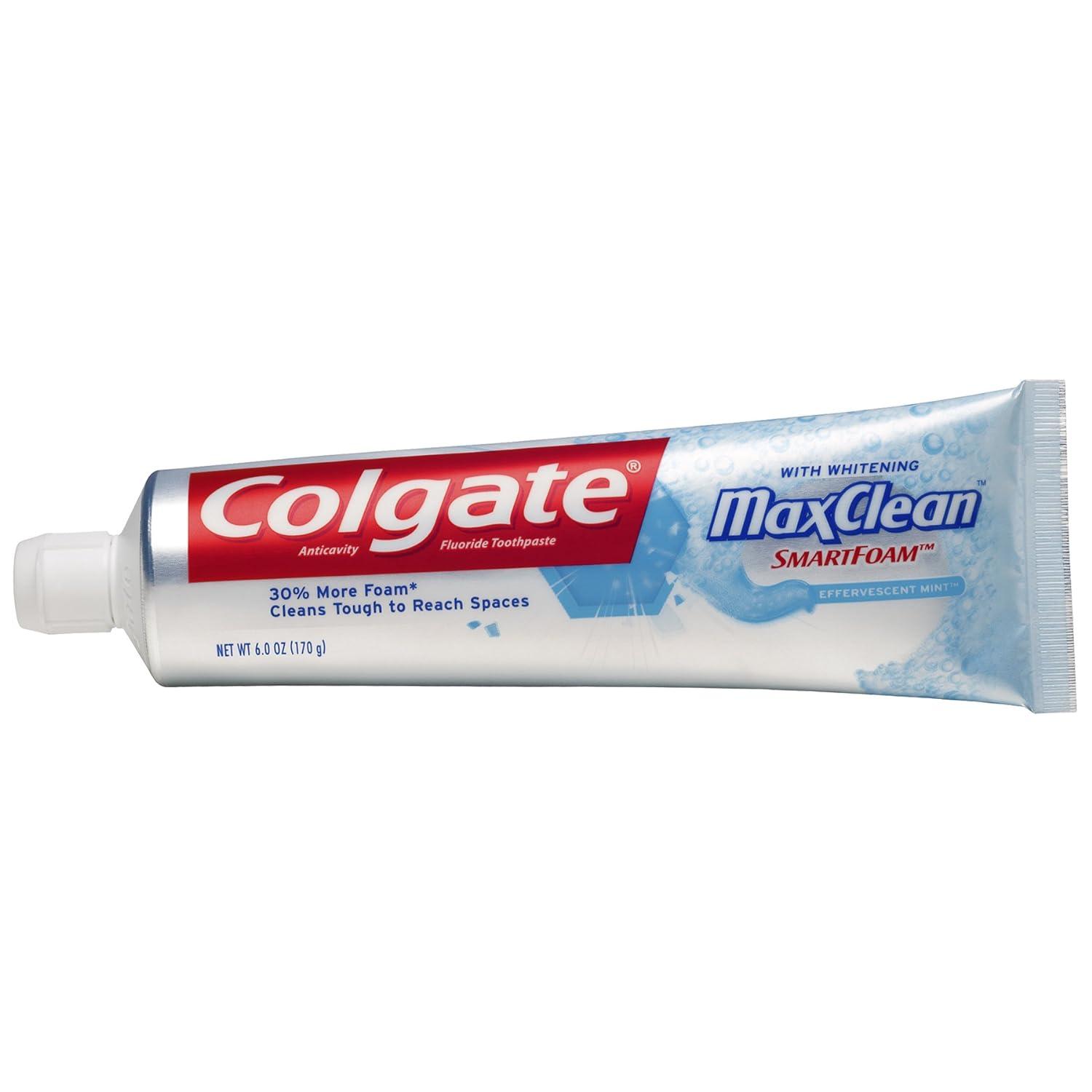 Colgate MaxClean SmartFoam with Whitening Toothpaste, Effervescent Mint ...