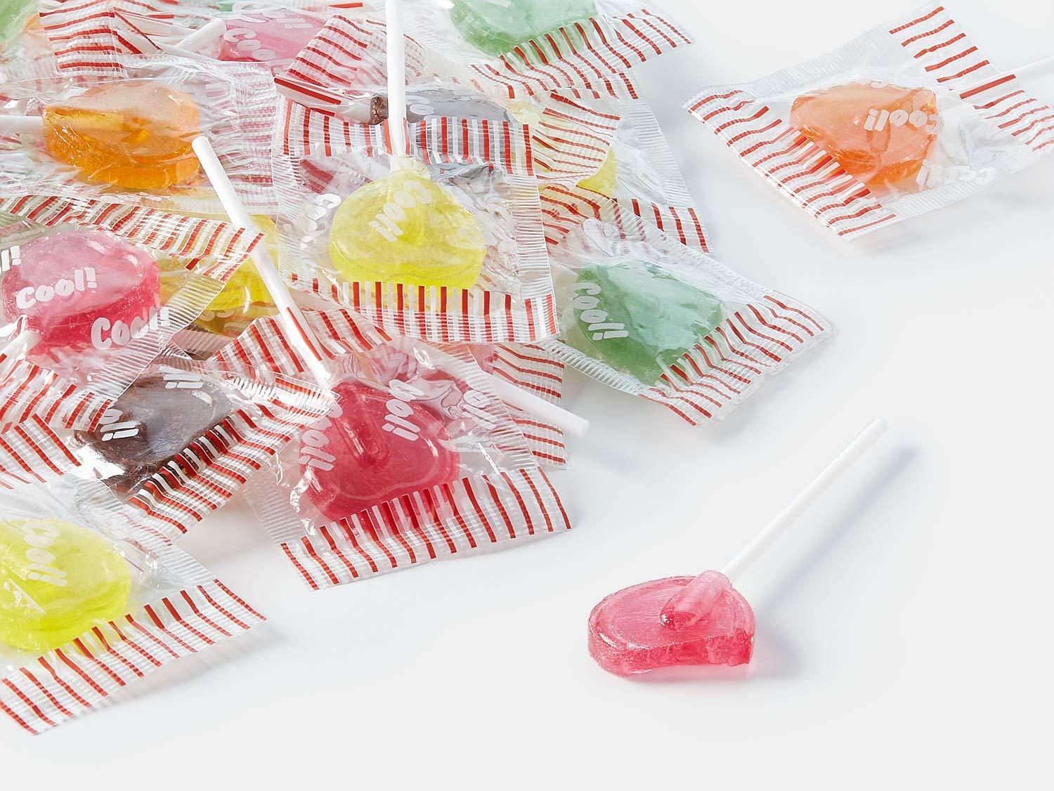 Cool Heart Lollipops - 200 Pieces in 1kg Bag | Flat Heart-Shaped Candy ...
