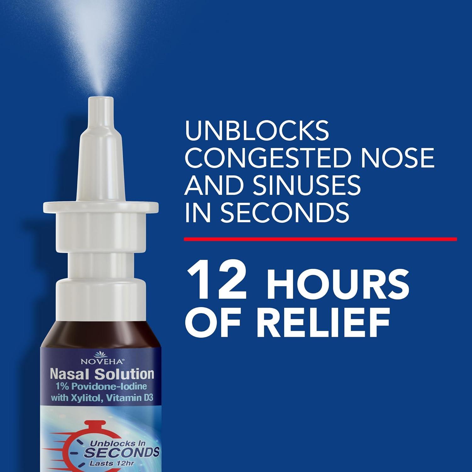 NOVEHA Nasal Spray - 1% Povidone-Iodine & Vitamin D3 - Aloe Vera Nasal ...