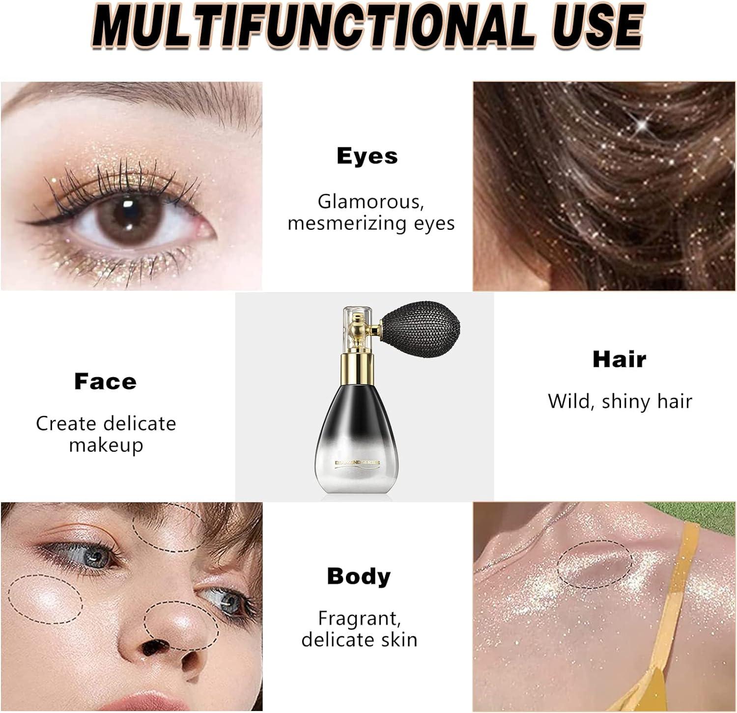 Ganbaro Glitter Powder Spray Highlighter Loose Powder Spray Body Powder ...