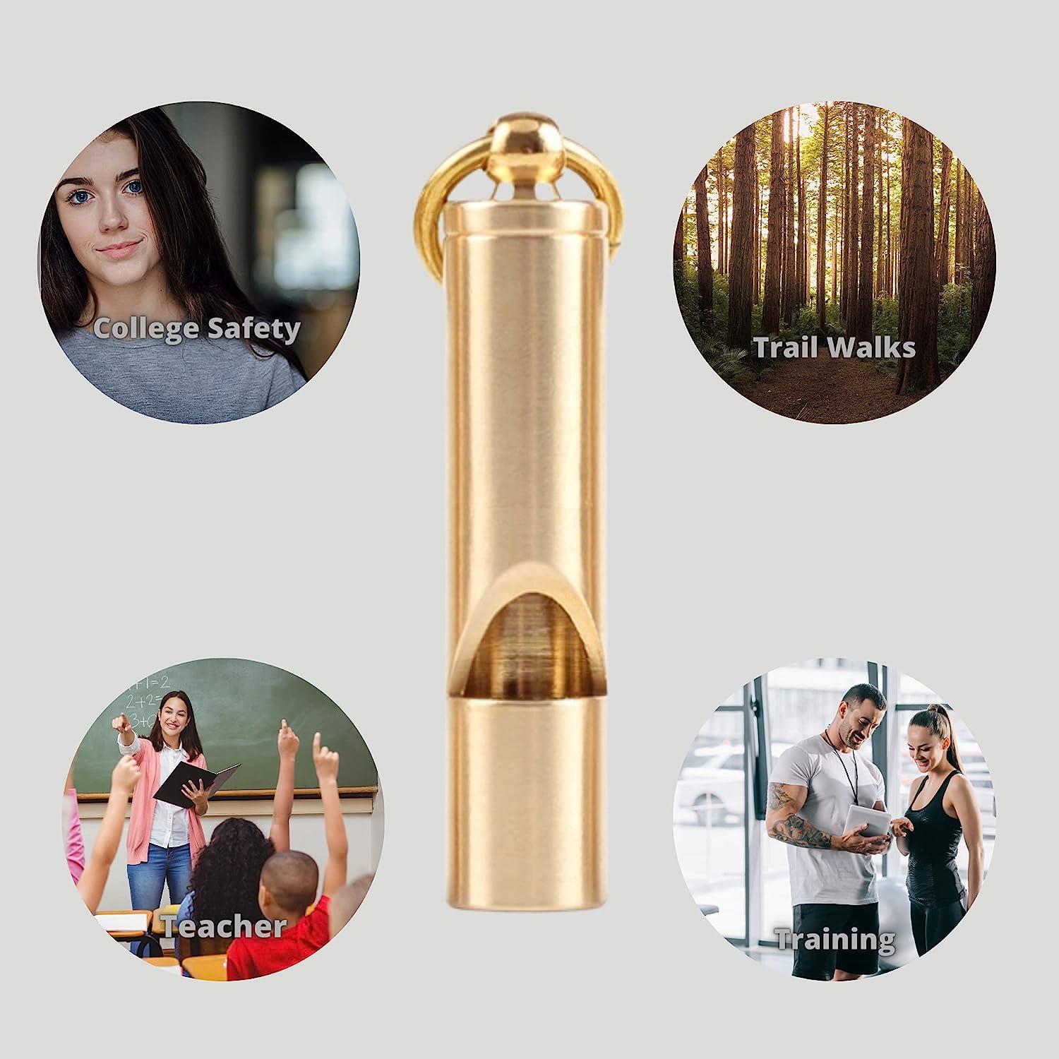 FUTURESTEPS Premium Brass Whistles Set of 2 with Black Lanyard - Loud Survival Whistles | Buy ...