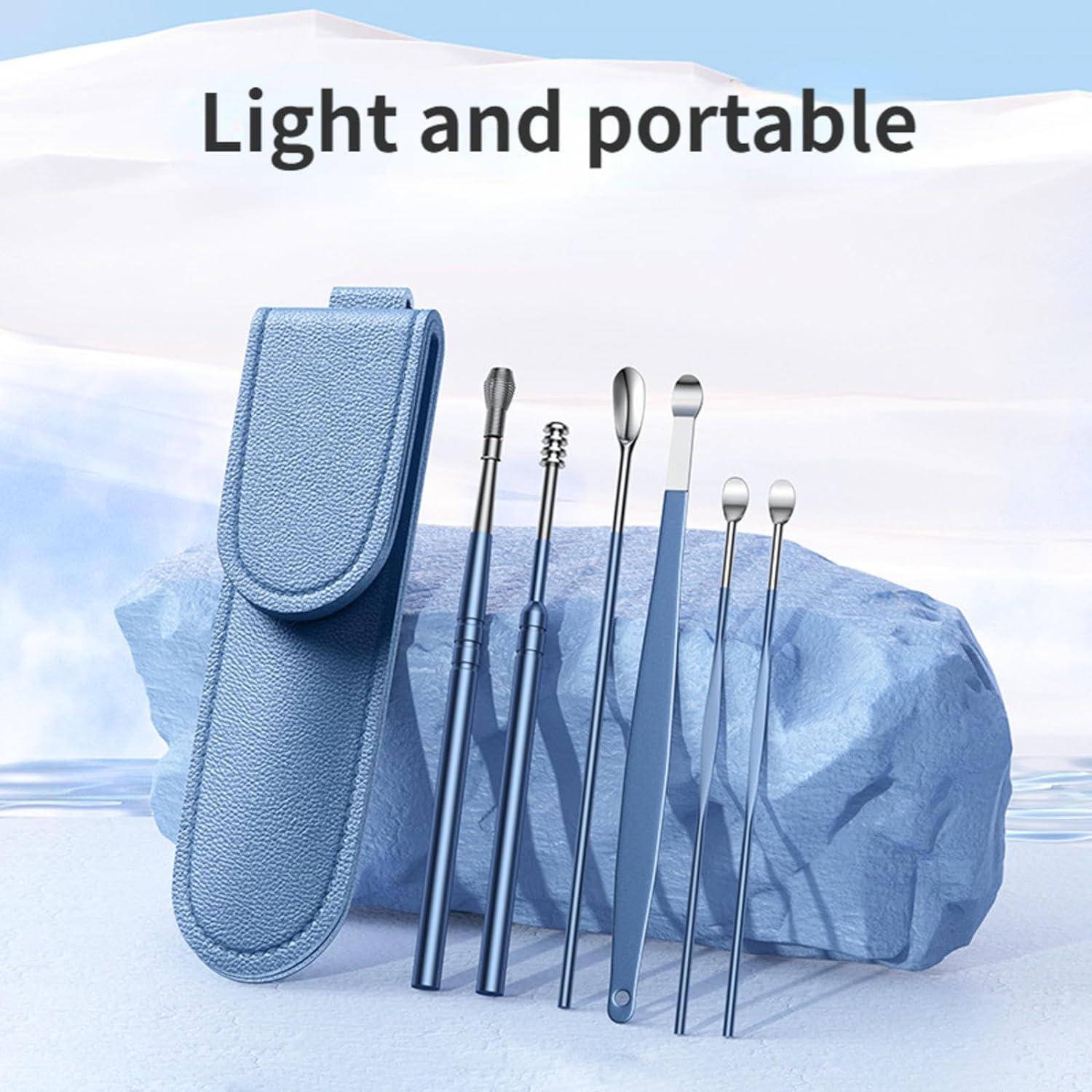 Stainless Steel Spiral Ear Cleaning Tool Set - 6pc Portable Ear Spoon ...