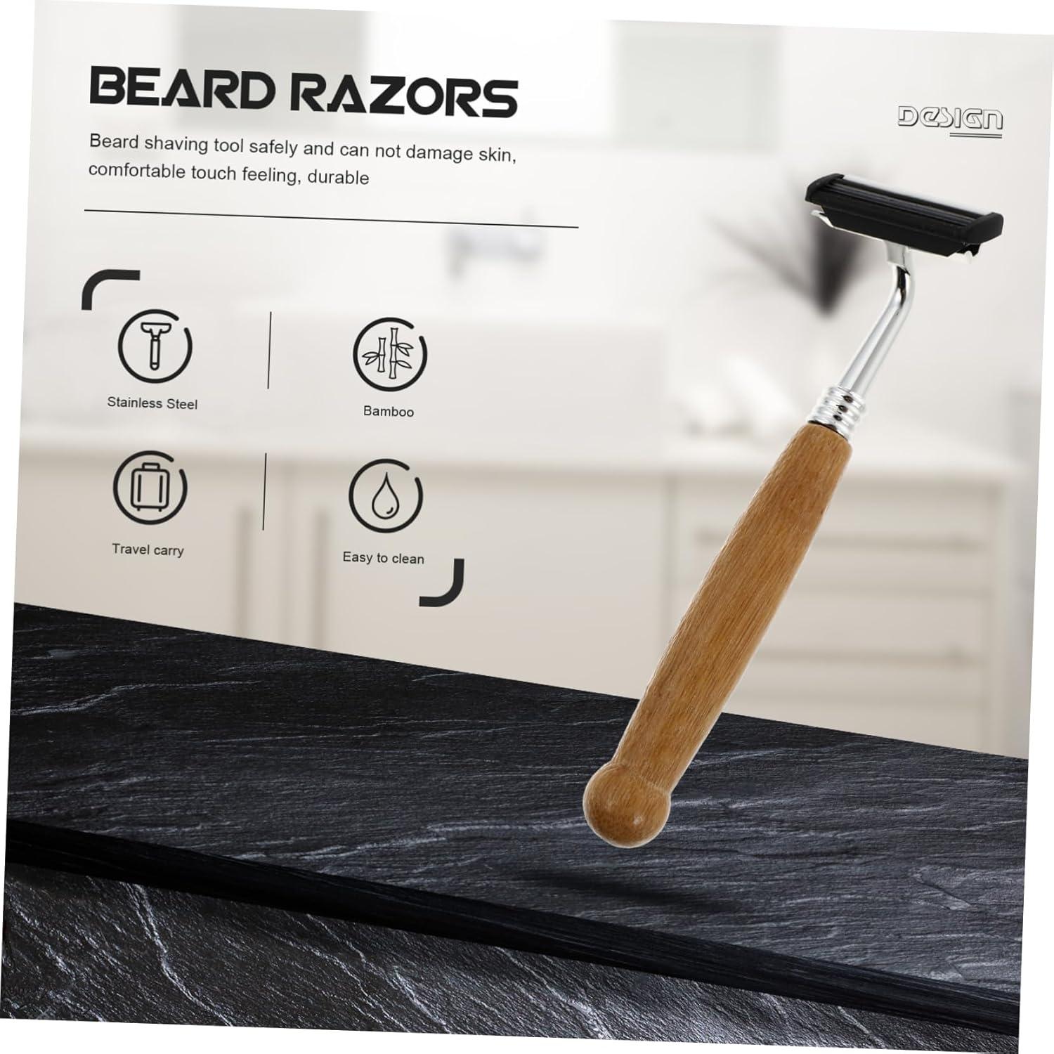 Beavorty Bamboo Handle Razor Set - 4 Double-Edged Manual Razors for ...