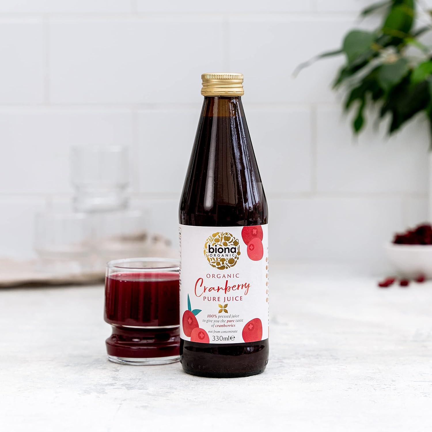 Biona Organic Cranberry Juice 330ml - Pure Pressed Fruit Juice ...