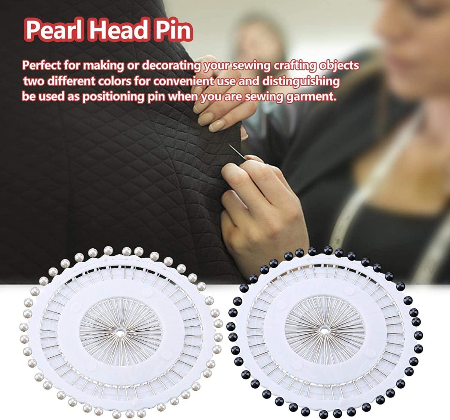 Round Pearl Head Straight Hijab Pins Set - 40 Pcs Black Safety Scarf ...
