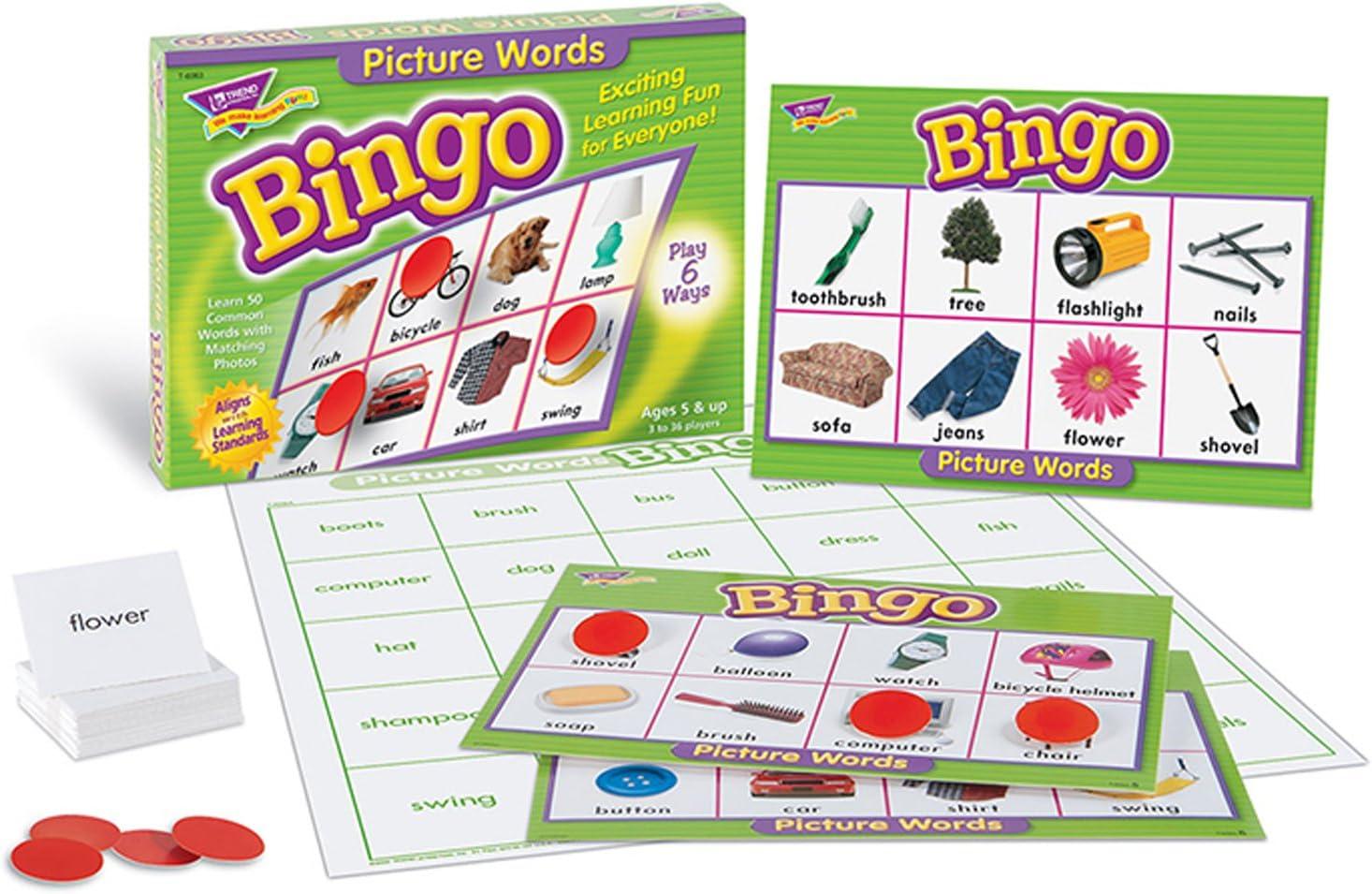 Trend Enterprises Picture Words Bingo Game | 6 Ways to Learn & Play ...