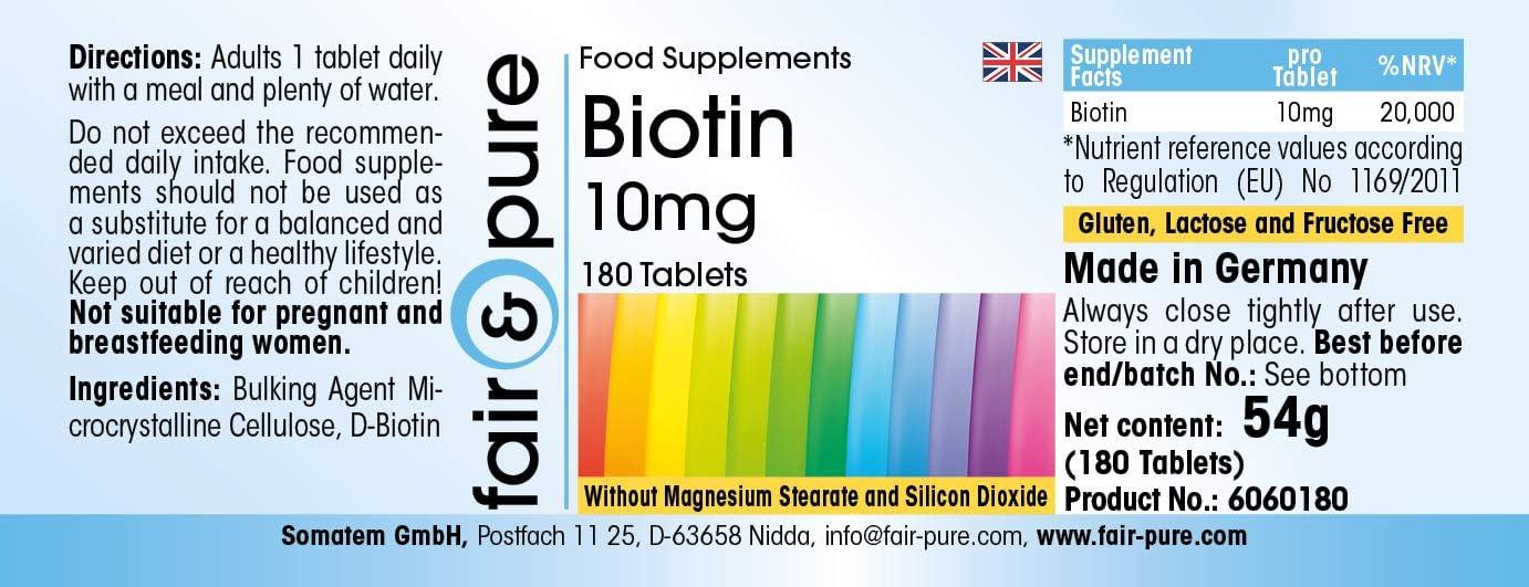 Fair & Pure - Biotin 10mg - Highly dosed - with 10000 mcg of Biotin per ...
