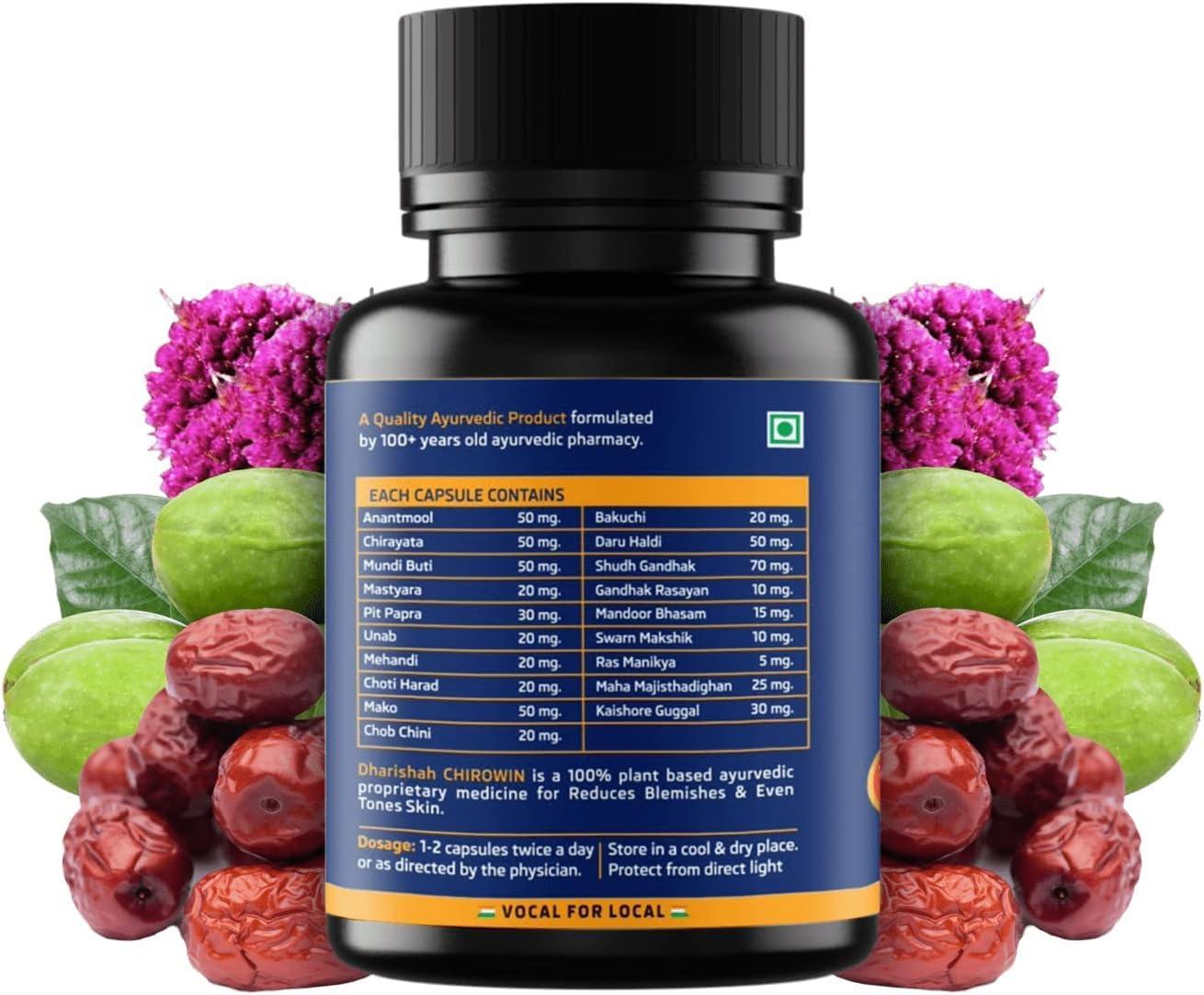 QURA Ayurveda Chirowin Psoriasis Capsules - Reduces Blemishes, Even ...