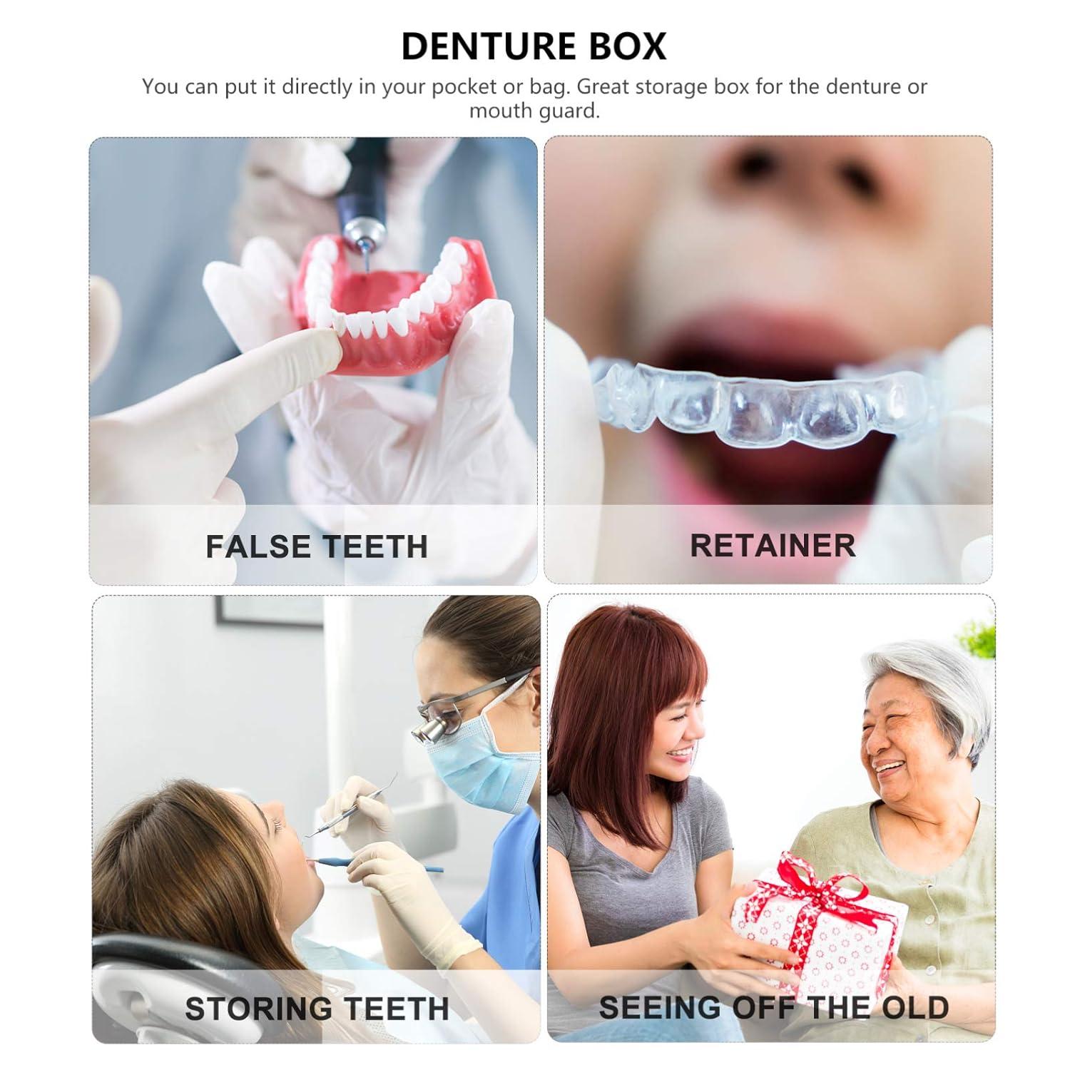 EXCEART 2Pcs Denture Retainer Case - False Teeth Storage Box for Home ...