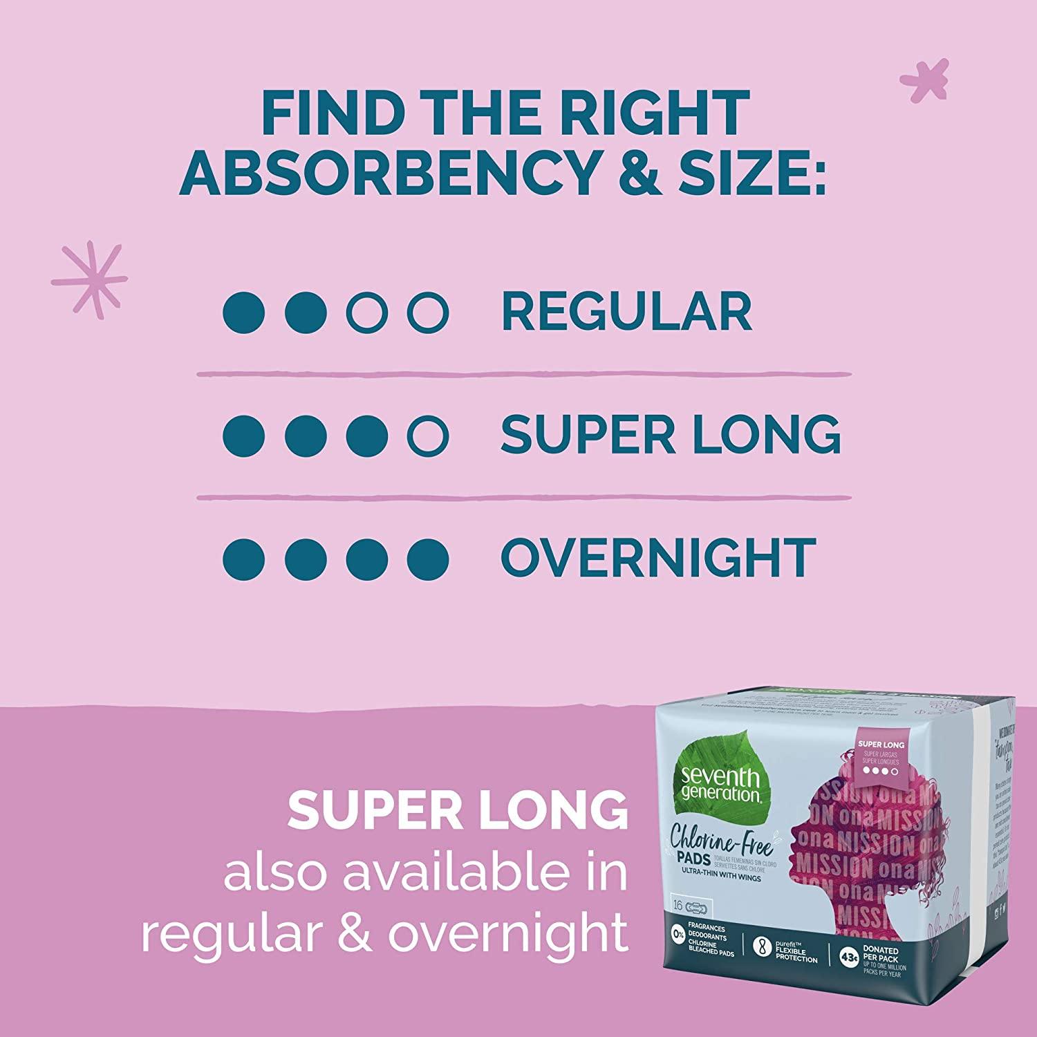 Seventh Generation Ultrathin Super Long Pads - 16 ct | Eco-Friendly ...