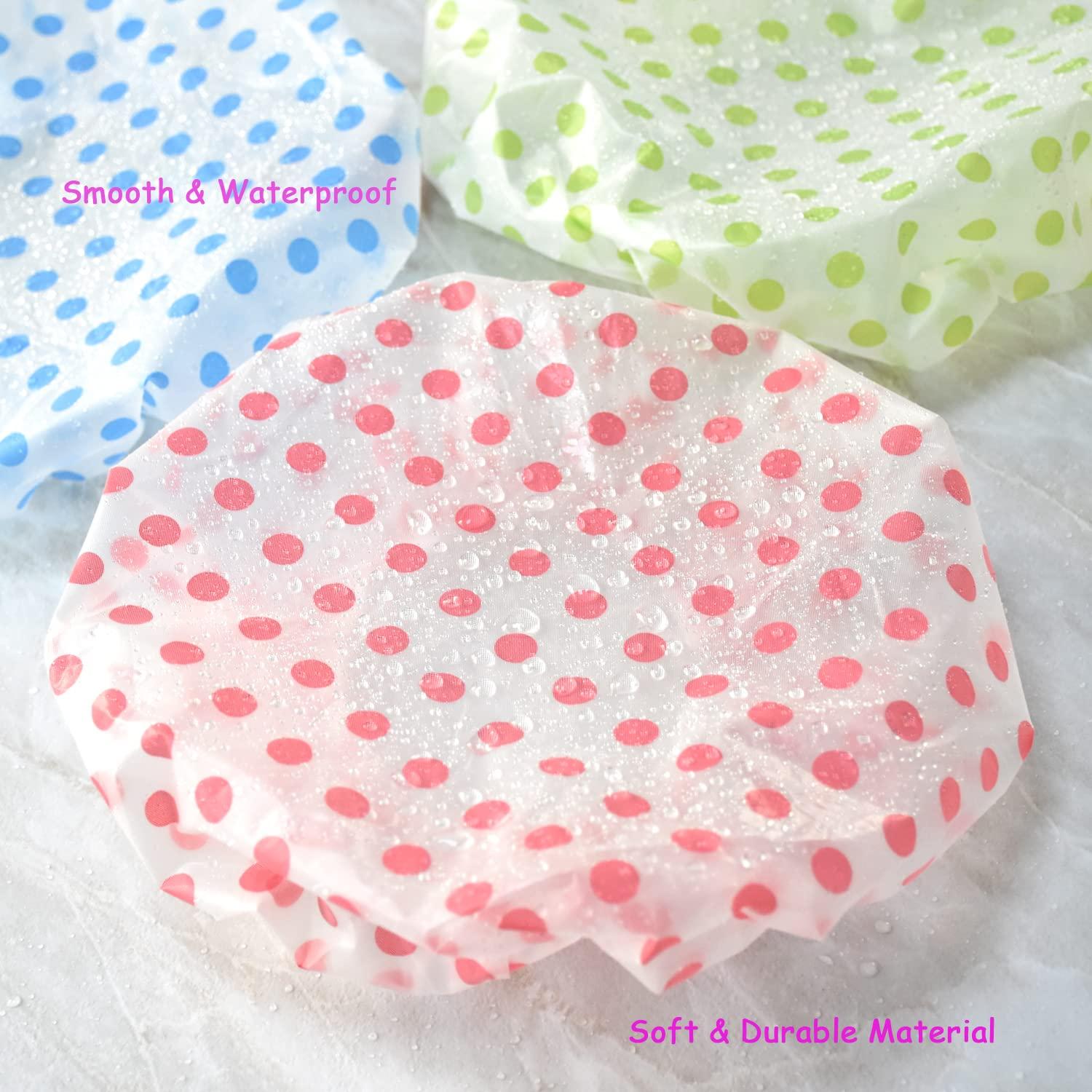 Waterproof Shower Hoods 3-Pack | Reusable Plastic Hair Caps for Long ...