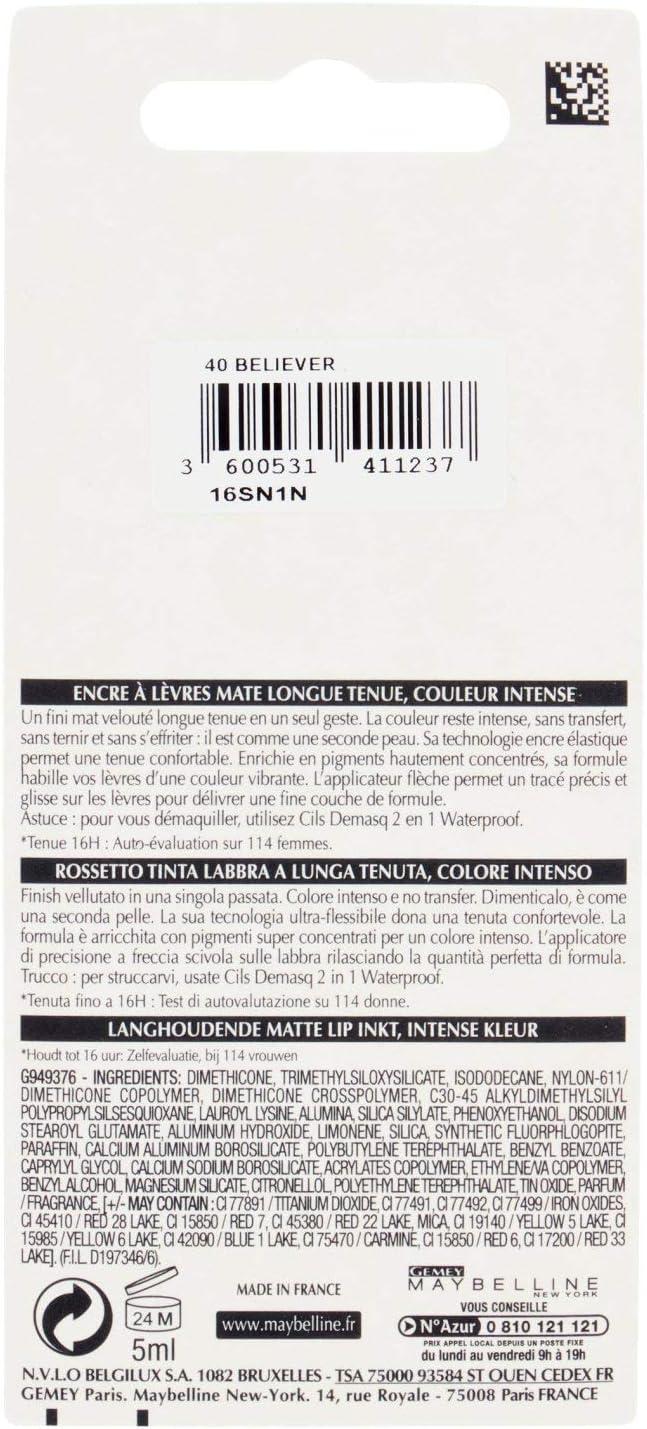 GEMEY MAYBELLINE Superstay Matte Ink Lipstick 40 Believer 5ml - Long ...