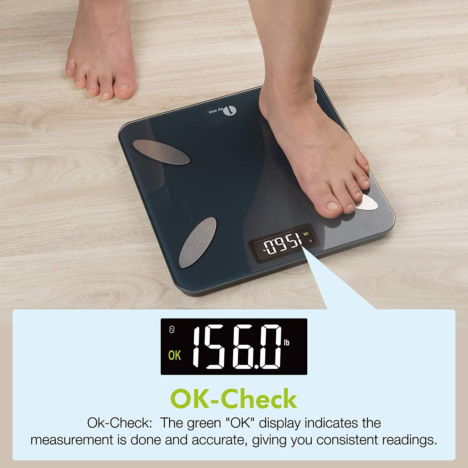 1 BY ONE Smart Body Fat Scale - Digital Bathroom Weight Scale with ...