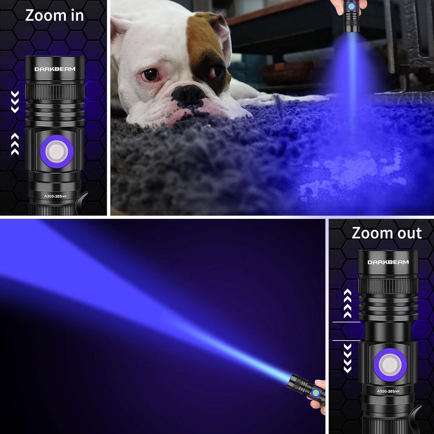 DARKBEAM UV Light Torch Ultraviolet Flashlight Rechargeable 365nm Wood ...