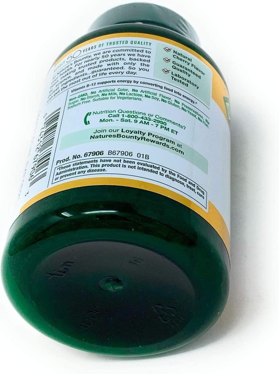 Nature's Bounty B-12 2500 mcg Quick Dissolve Tablets - Natural Cherry ...