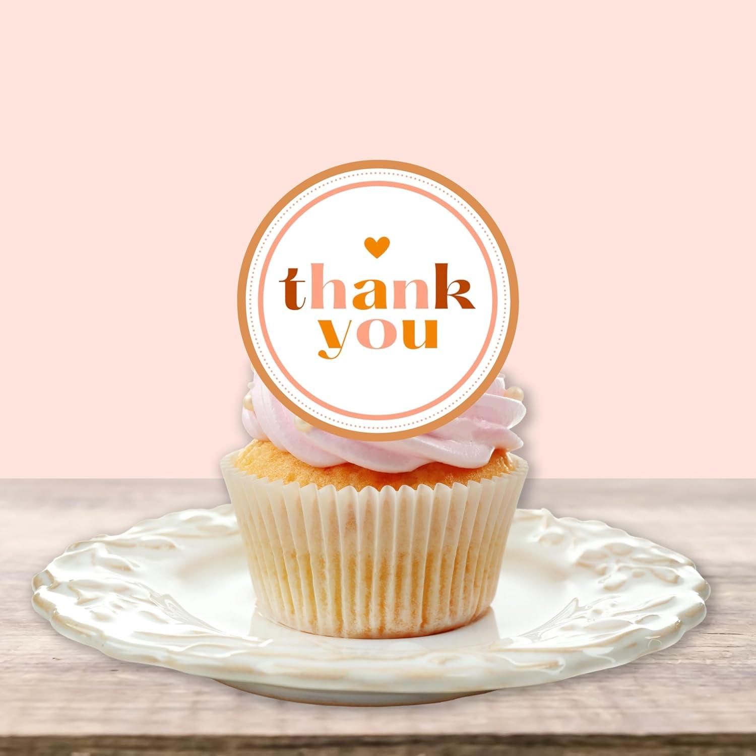 PRECUT Thank You Cupcake Toppers Theme #2 Edible Thank You Cake ...