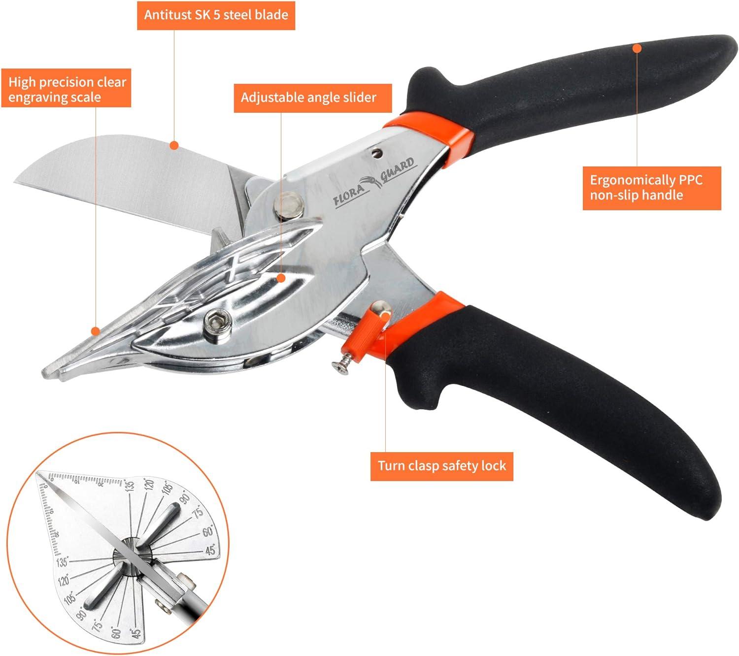 FLORA GUARD Miter Shears - 45 to 135 Degree Multi Angle Trim Cutter ...