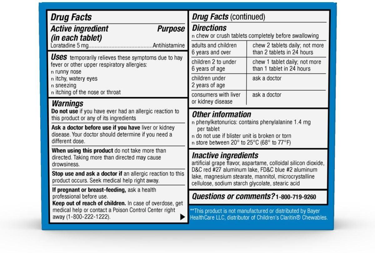 Rite Aid Children's Non-Drowsy Allergy Relief Chewable Tablets - Grape ...