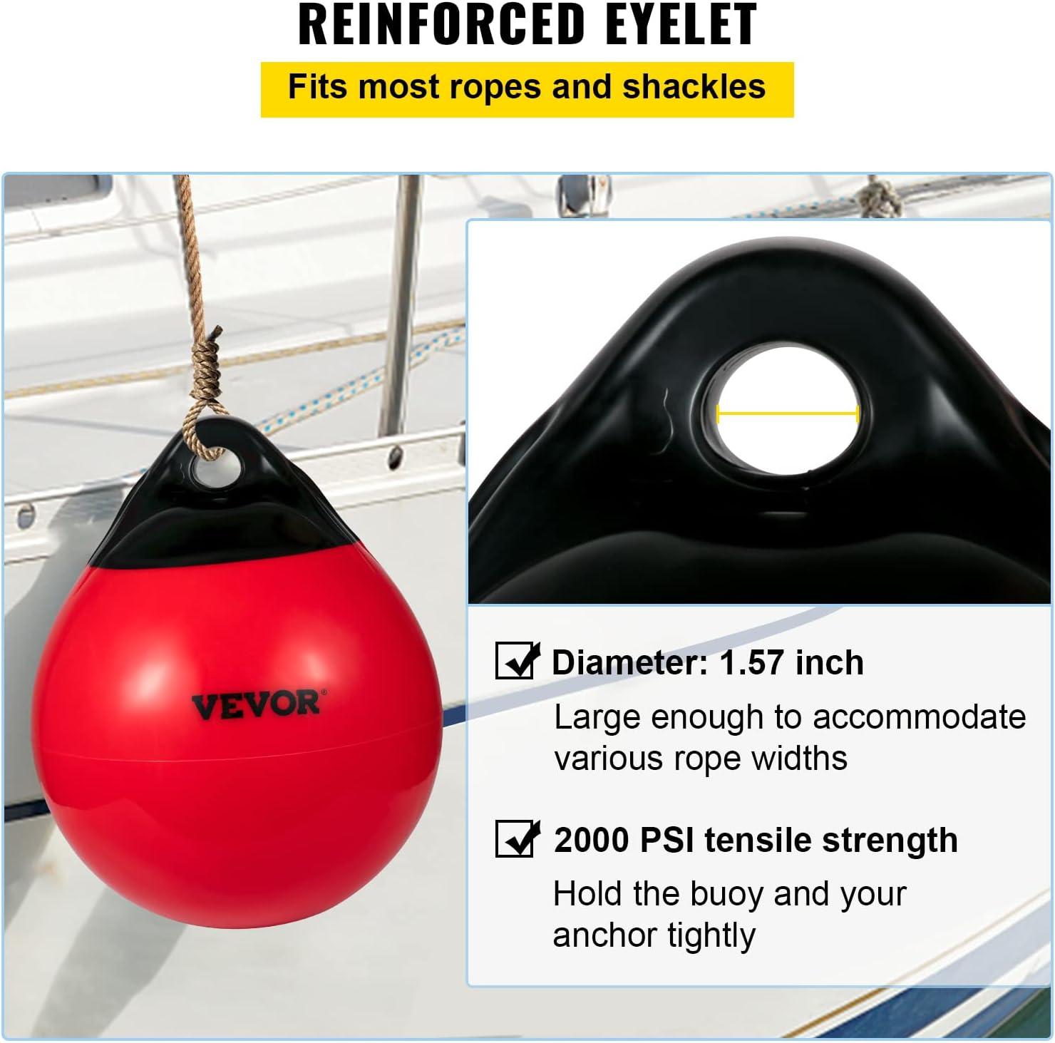 VEVOR 15 Inflatable Heavy-Duty Marine Grade PVC Boat Buoy Ball - Red ...