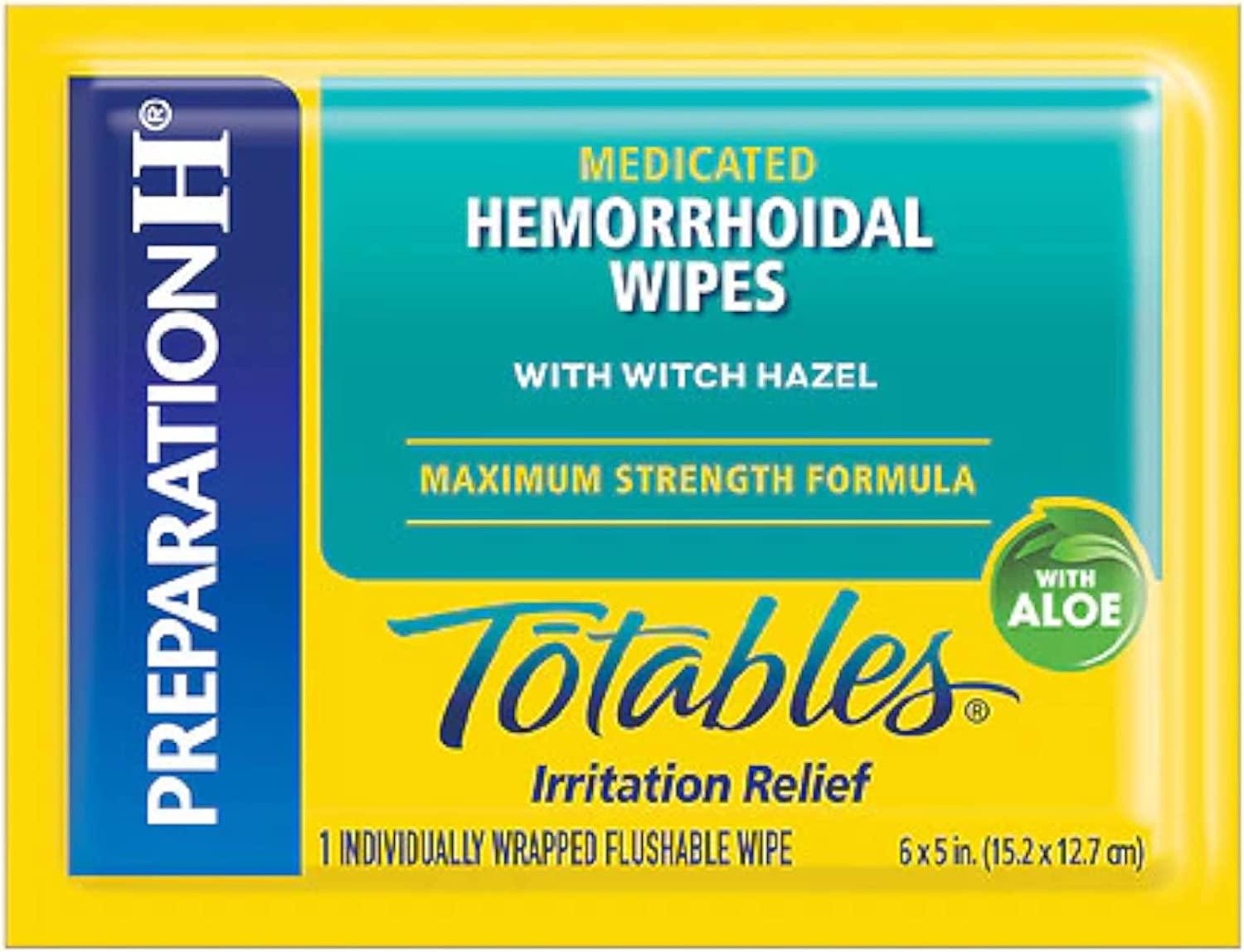 Preparation H Totables Hemorrhoidal Wipes with Witch Hazel 10 ea (Pack ...