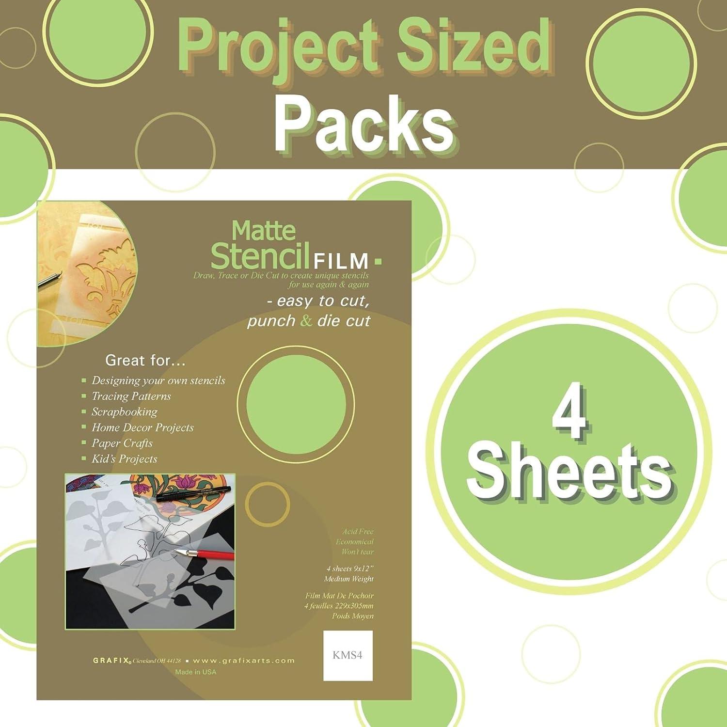 Grafix 9x12 Stencil Film Matte 4-Pack - High-Quality DIY Stenciling Material | Buy Now with ...
