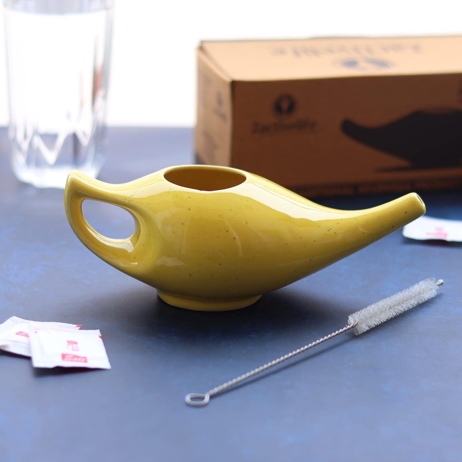 2activelife Porcelain Ceramic Neti Pot with Salt - 225ml Capacity ...