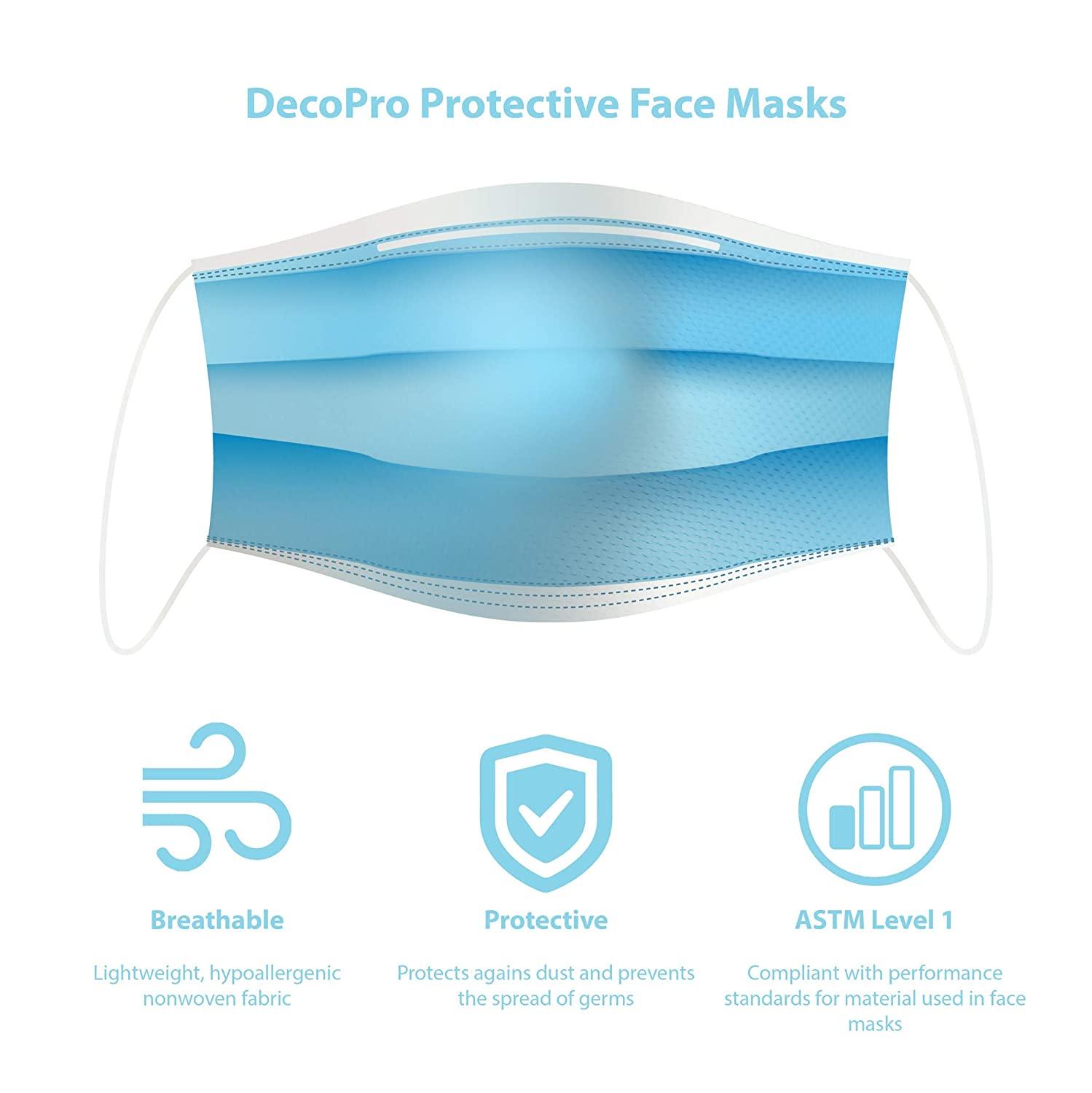 100-Piece Disposable Procedural Face Masks for Mouth and Nose Safety ...
