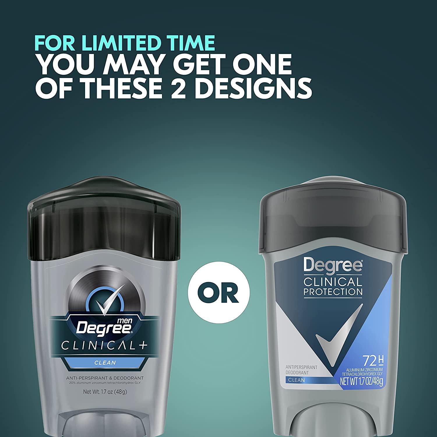 Degree Men Antiperspirant Deodorant Clean 72-Hour Sweat & Odor ...