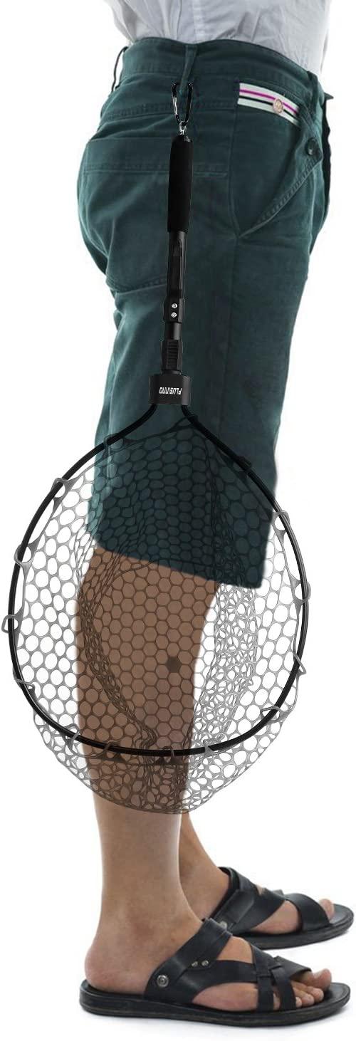 PLUSINNO Fly Fishing Net - 16 x 13 Hoop Size - Soft Rubber Mesh - Catch ...