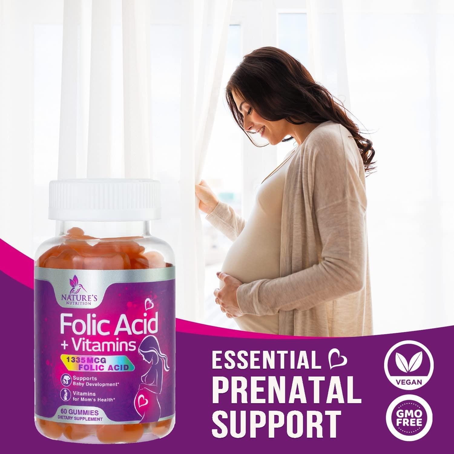 Extra Strength Prenatal Folic Acid Gummies for Women - Chewable Folate ...