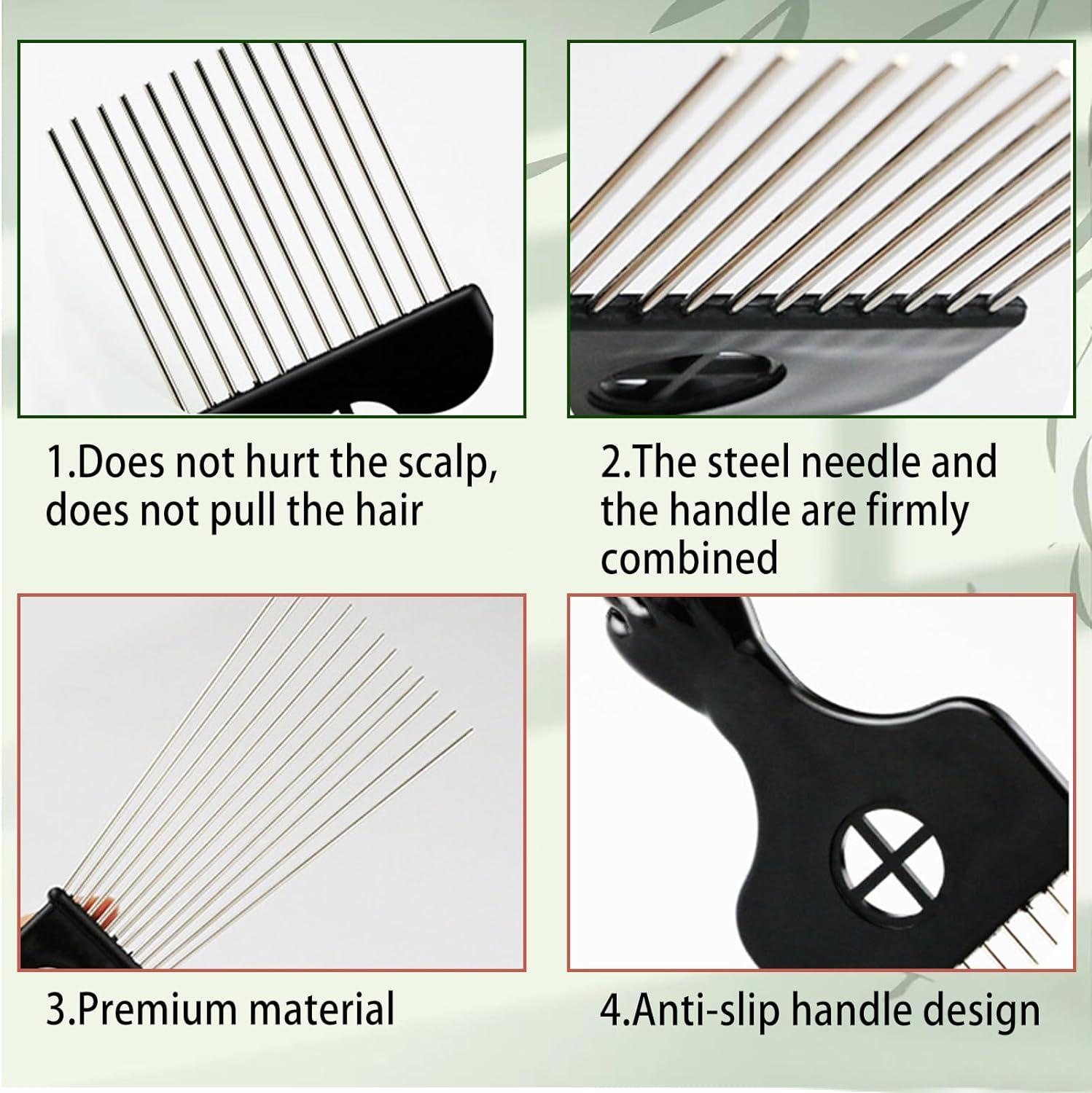 3 Metal Afro Combs Set for Thick, Wavy, and Tangled Hair - Ideal for ...