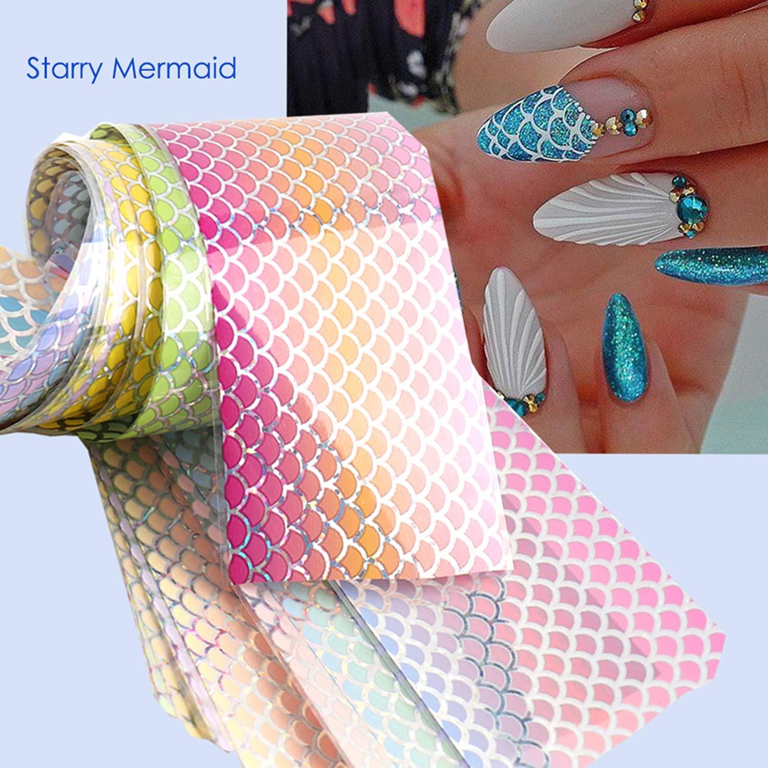 Colorful Fish Scales Nail Art Foils - Holographic Mermaid Design for ...