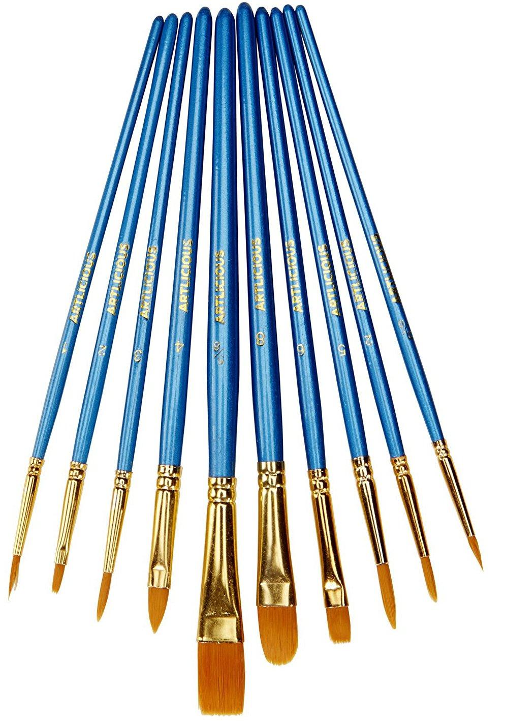10 Pack Small Paint Brushes Set for Acrylic, Watercolor, Oil & Face ...