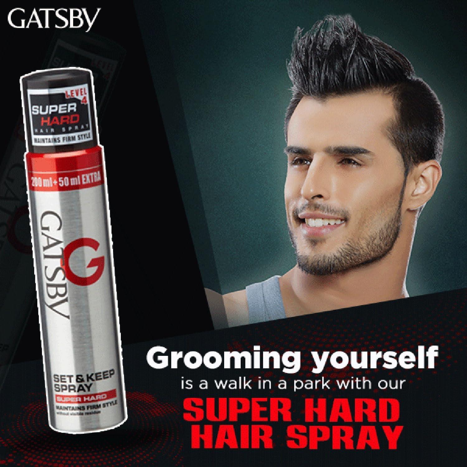 TA Gats'by Men's Hair Spray 250ml | Set & Keep Spray Super Hard Level 4 ...