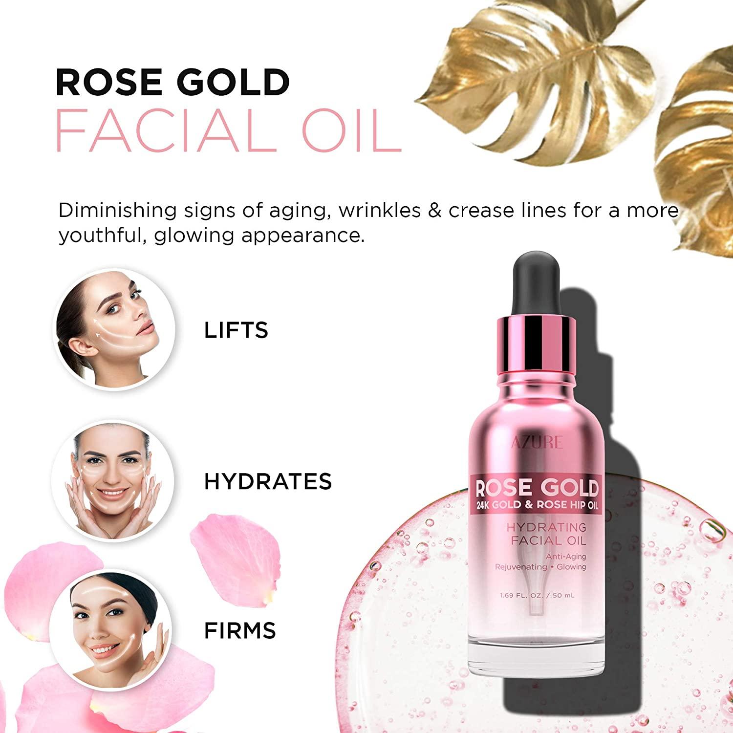 AZURE Rose Gold Hydrating Facial Oil | Anti Aging, Lifting & Firming ...