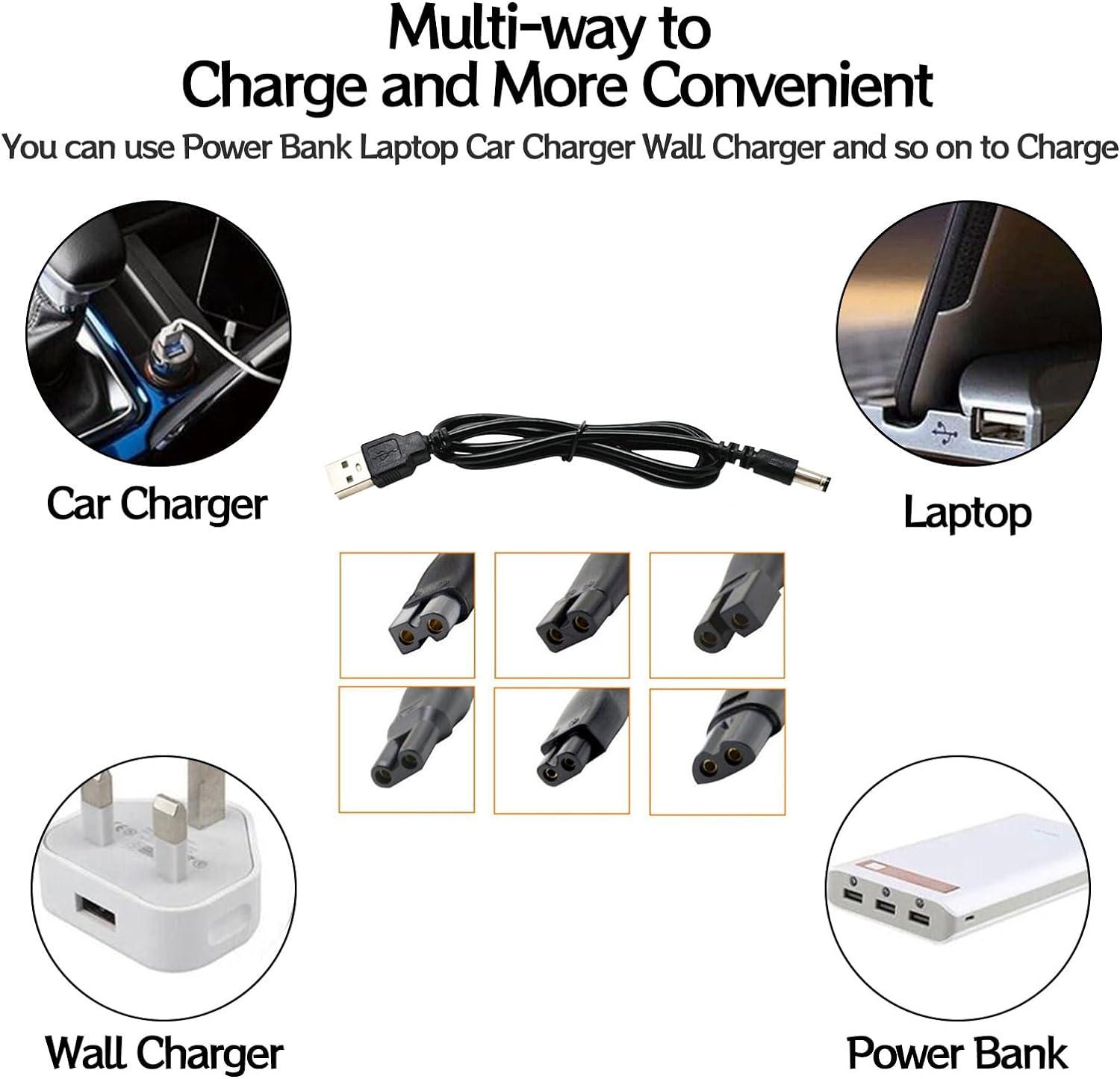 7PCS Black Electric Shaver Charger Kit - Versatile Charging Solution ...