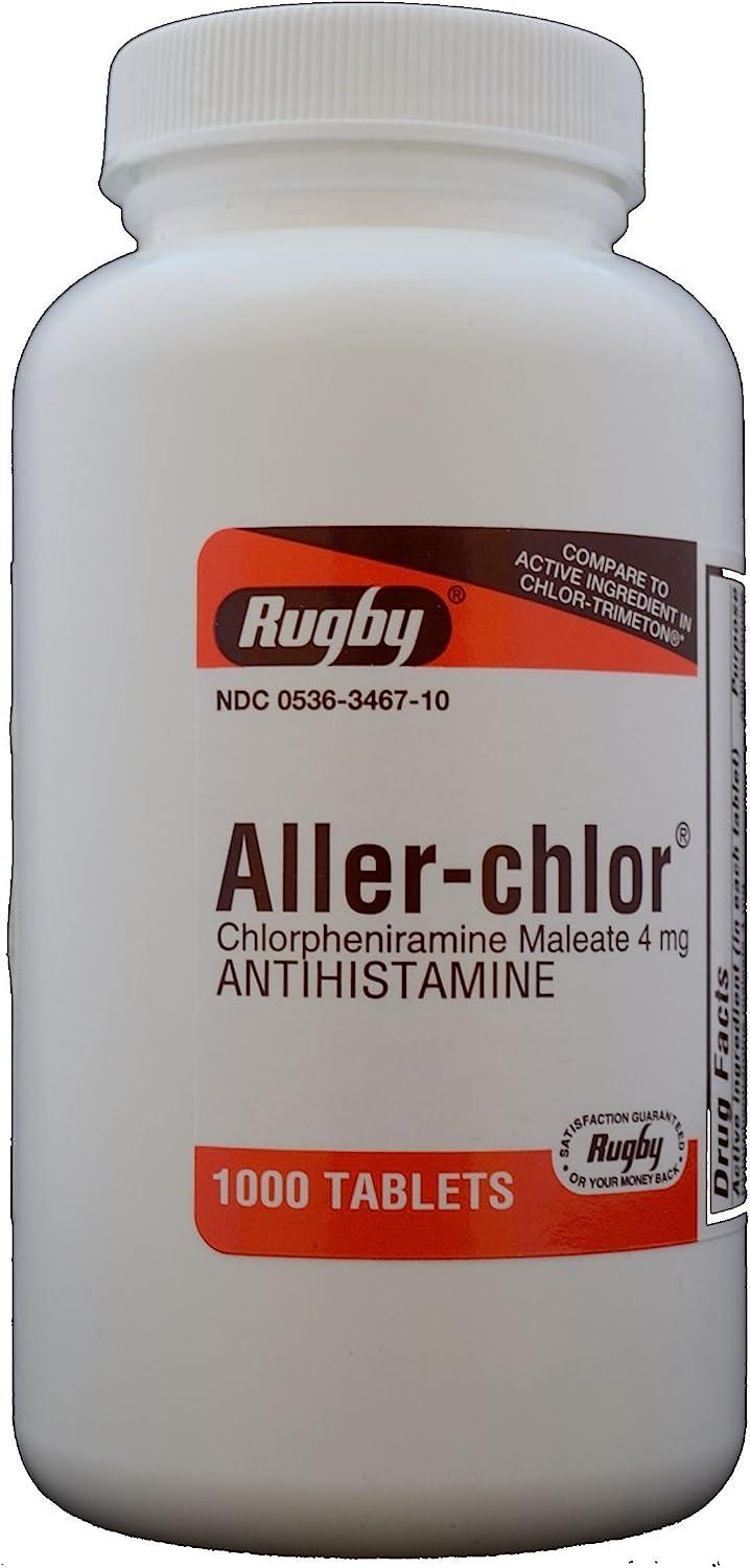 Chlorpheniramine Maleate 4mg Generic for Chlor-Trimeton Allergy 1000 ...