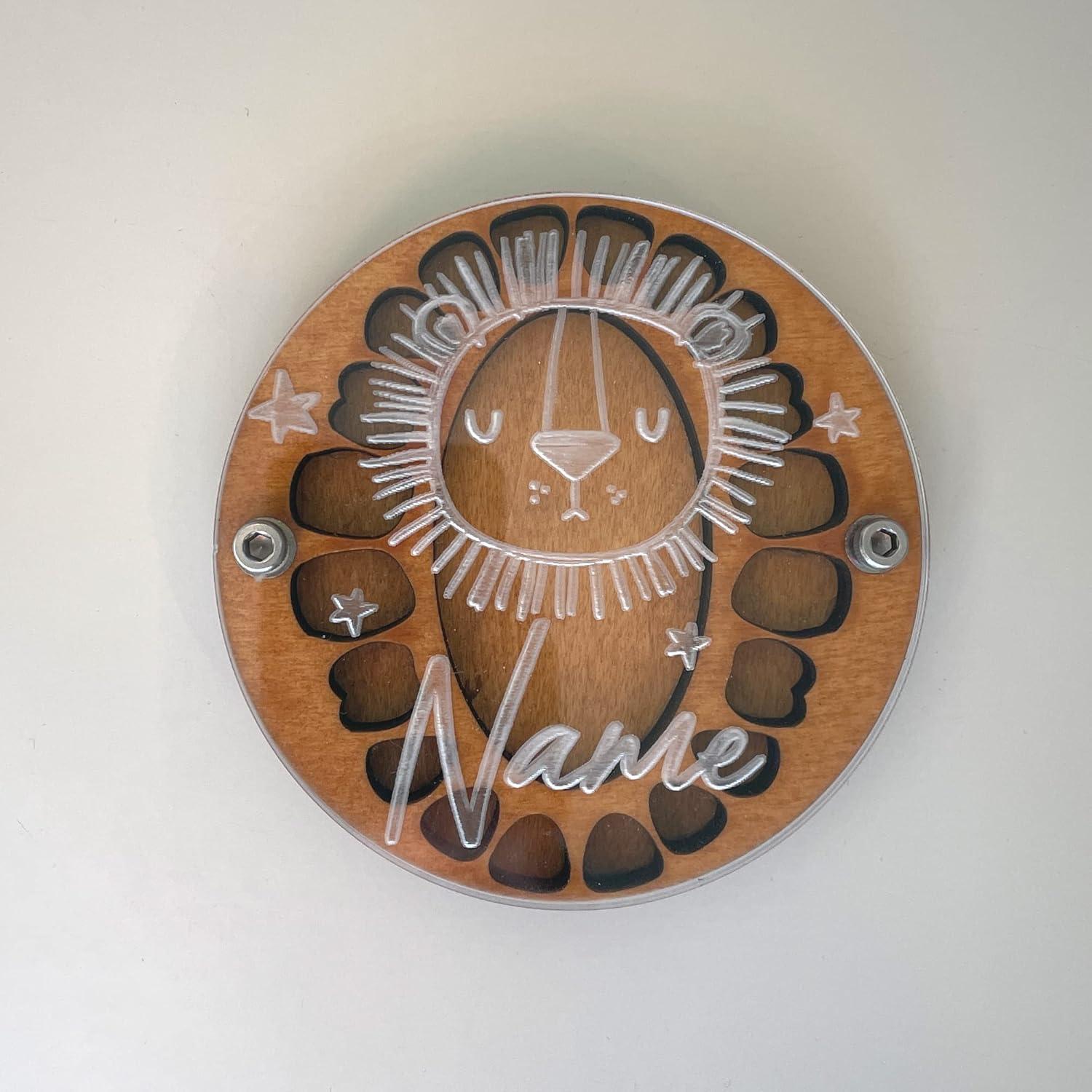 Personalized Drysson Lion Tooth Box - Safe & Stylish Wooden Keeper for ...