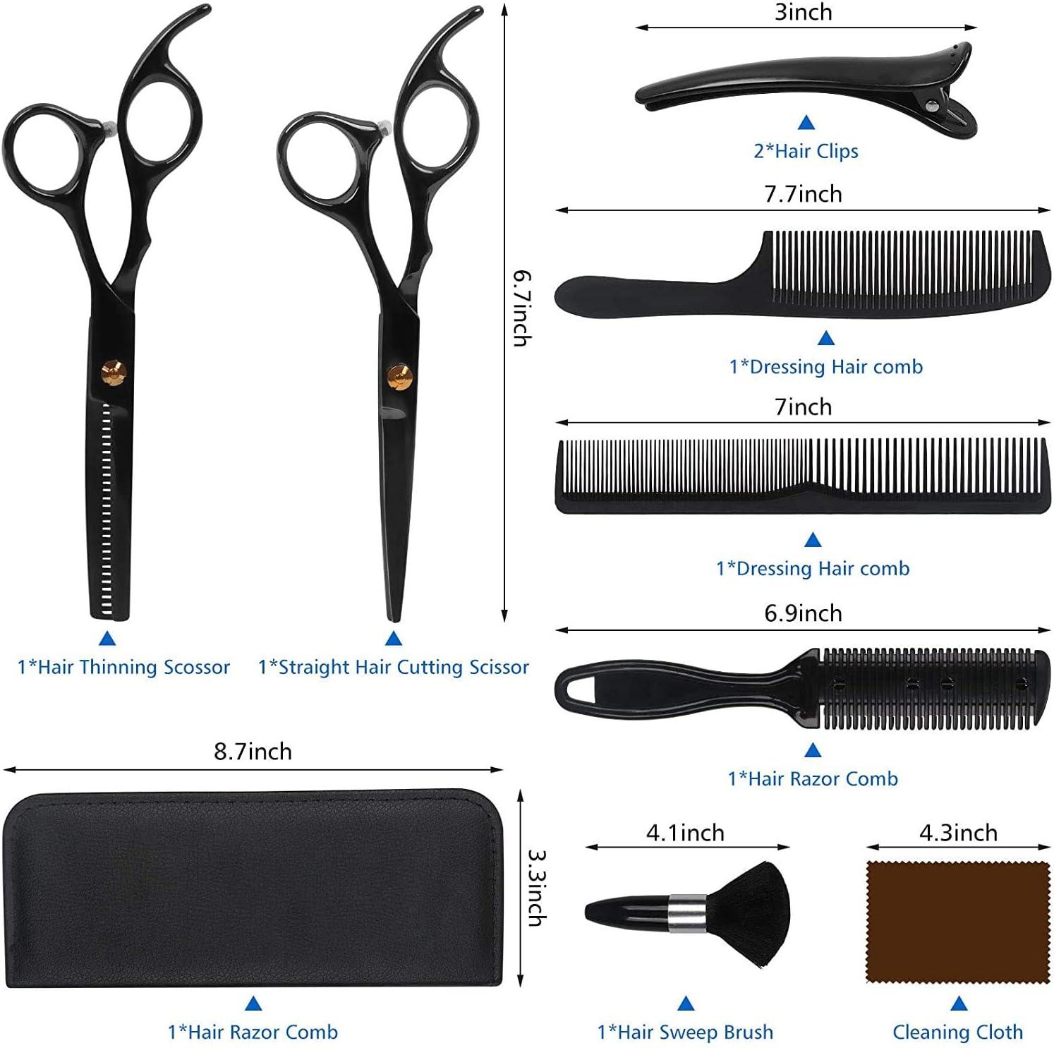 DigHealth Hair Cutting Scissors Set - 12 Pcs Professional Hairdressing ...
