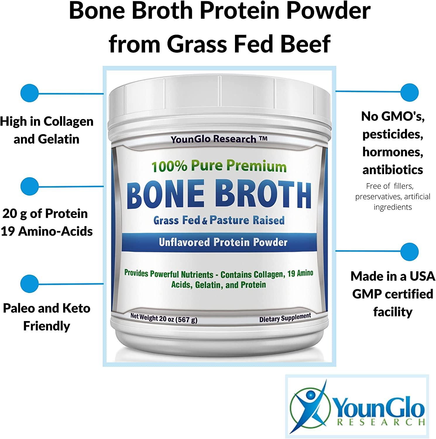 Grass-Fed Beef Bone Broth Protein Powder - 20oz - High Collagen ...