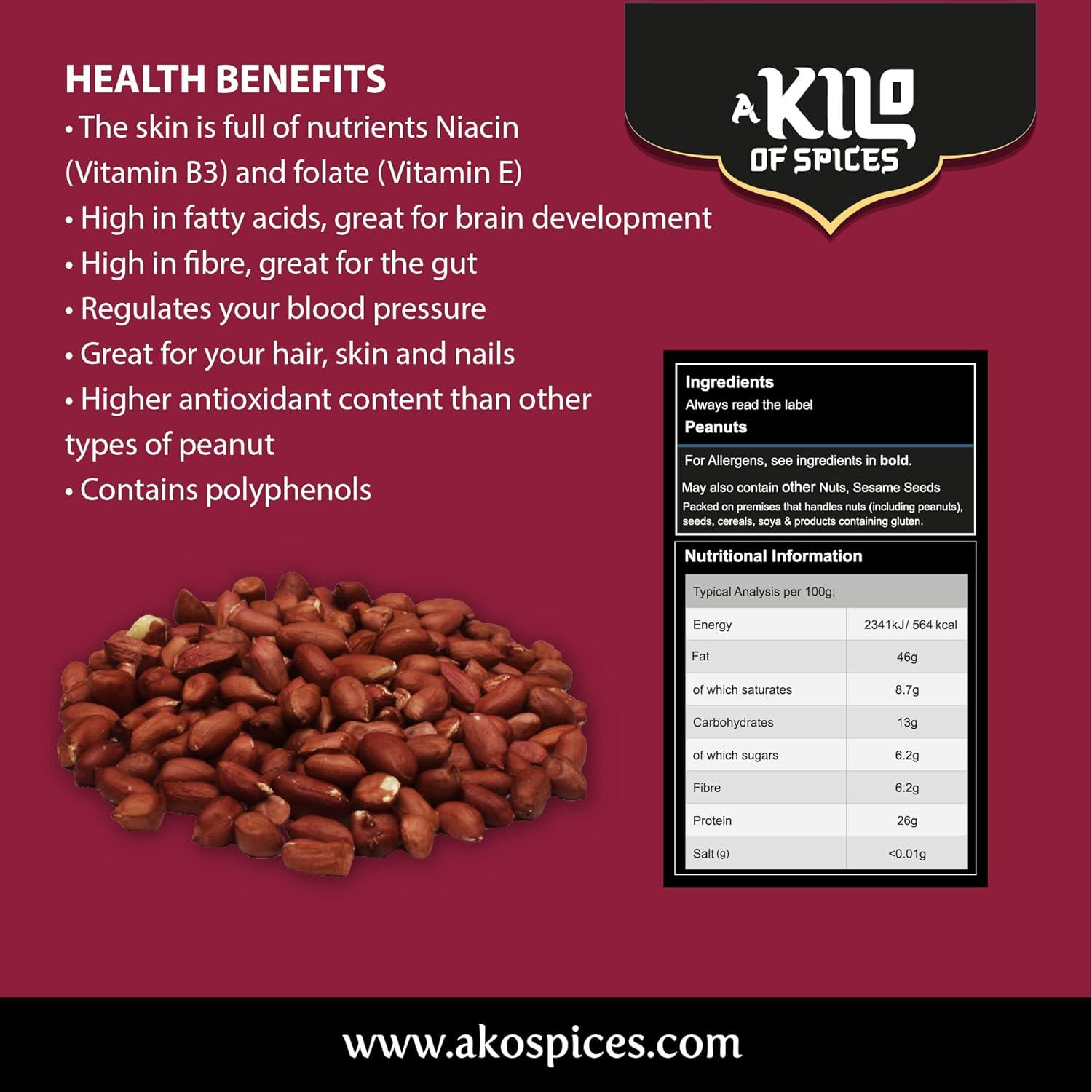 Red Skin Peanuts 1 KG - Fresh & Delicious Unroasted Unsalted Whole Raw ...