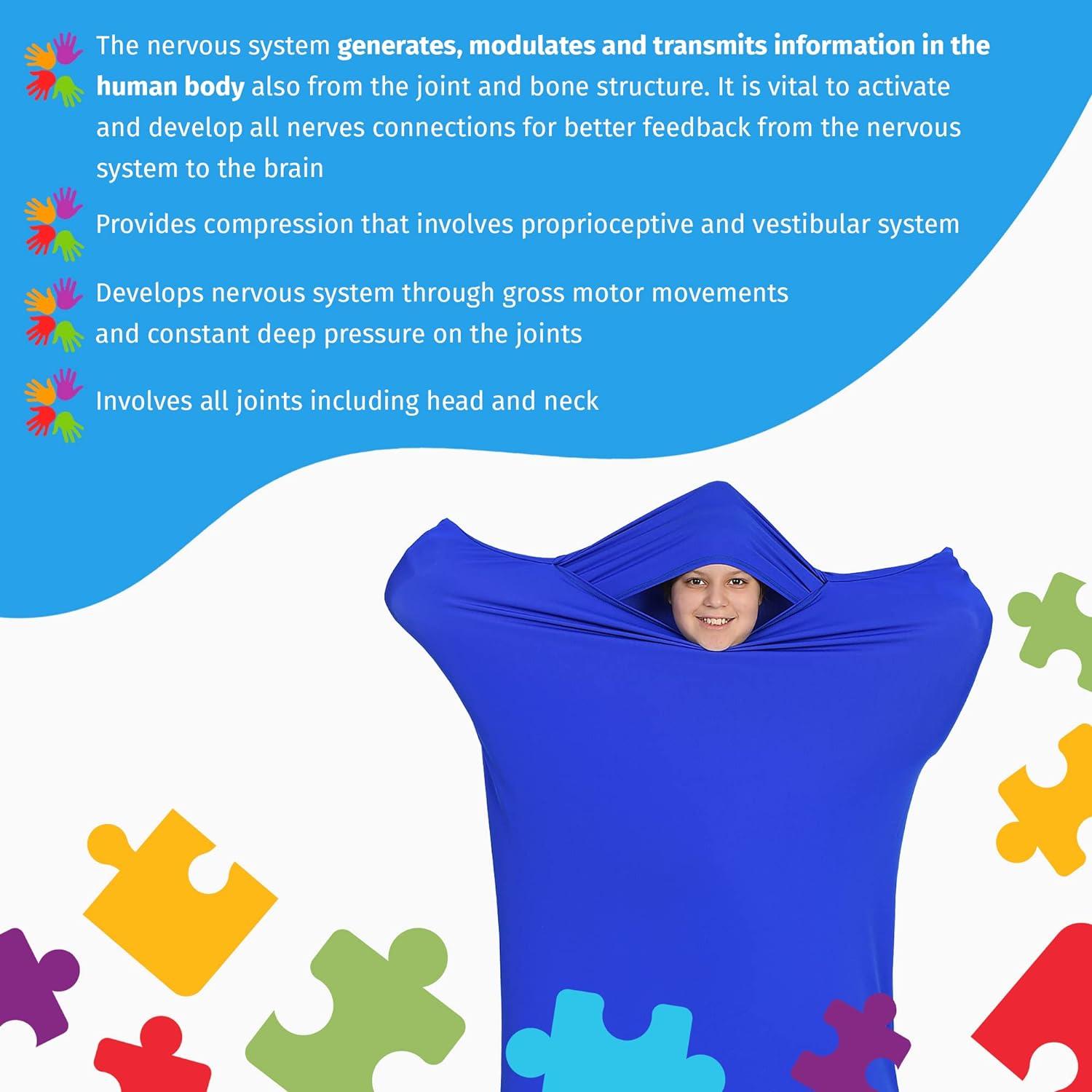 Sensory Owl Full Body Sock - XL Blue for ADHD Autism - Deep Pressure ...