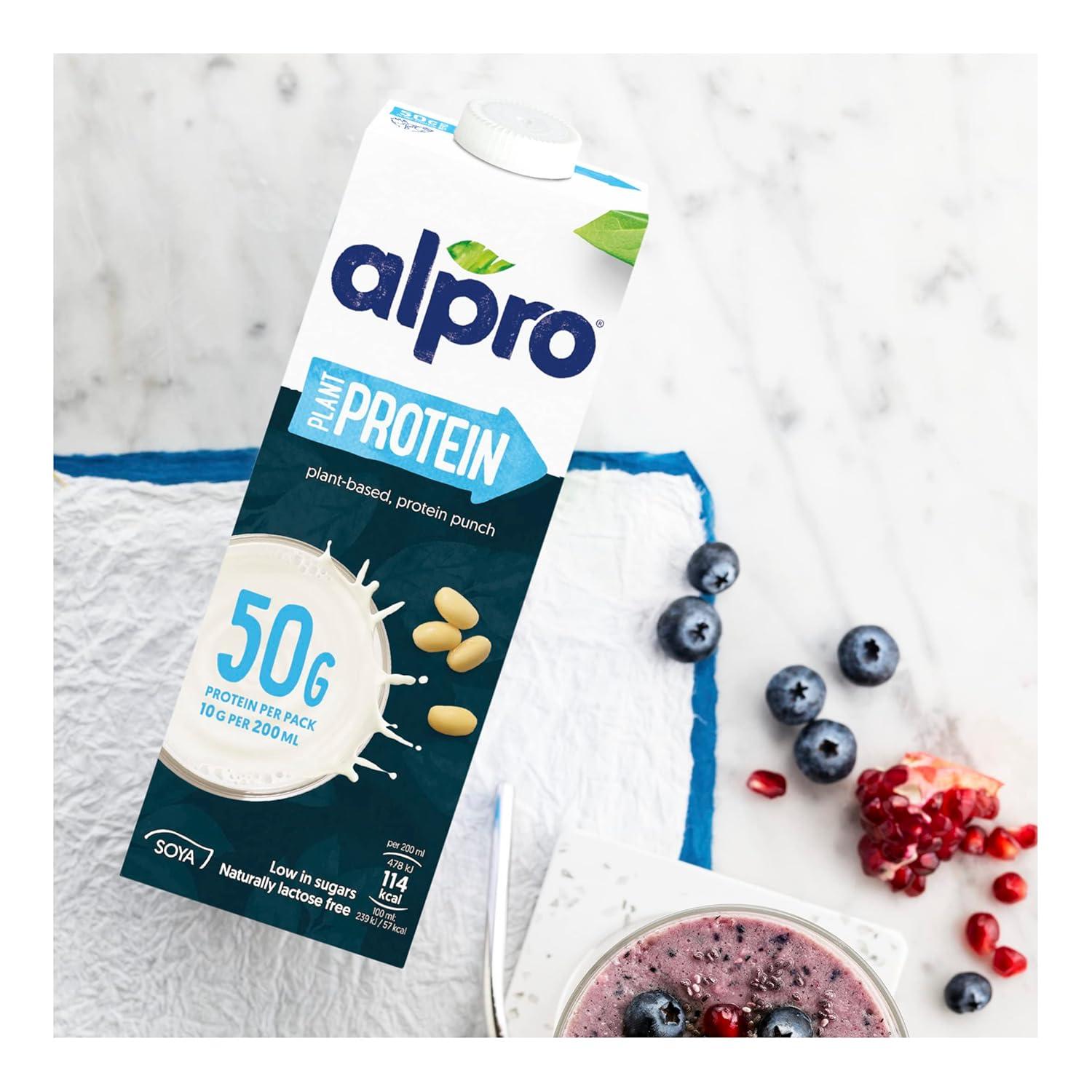 Alpro Protein Drink Natural UHT 8x1L | 100% Plant-Based Lactose-Free ...