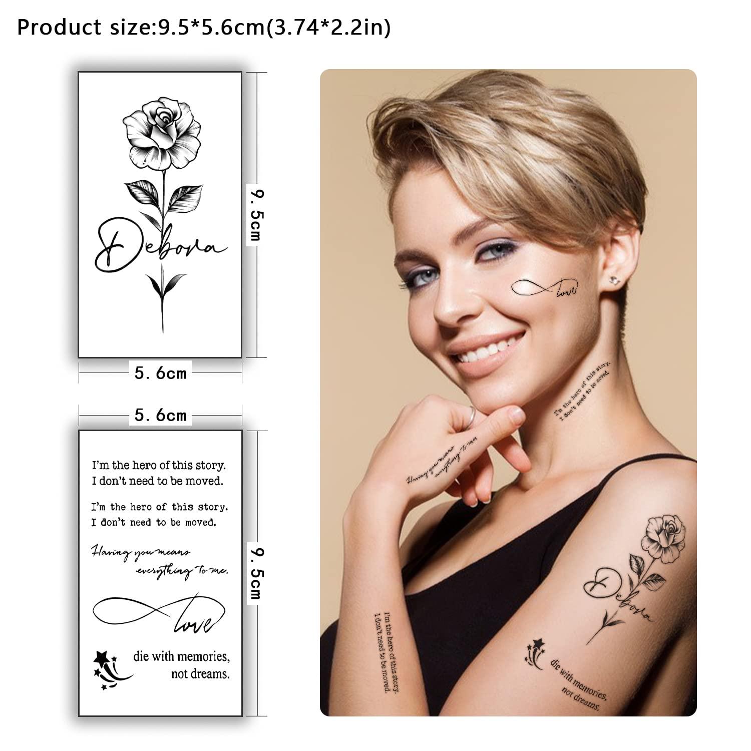 Metuu 90 Sheets Tiny Temporary Tattoo Words - Inspirational Quotes ...