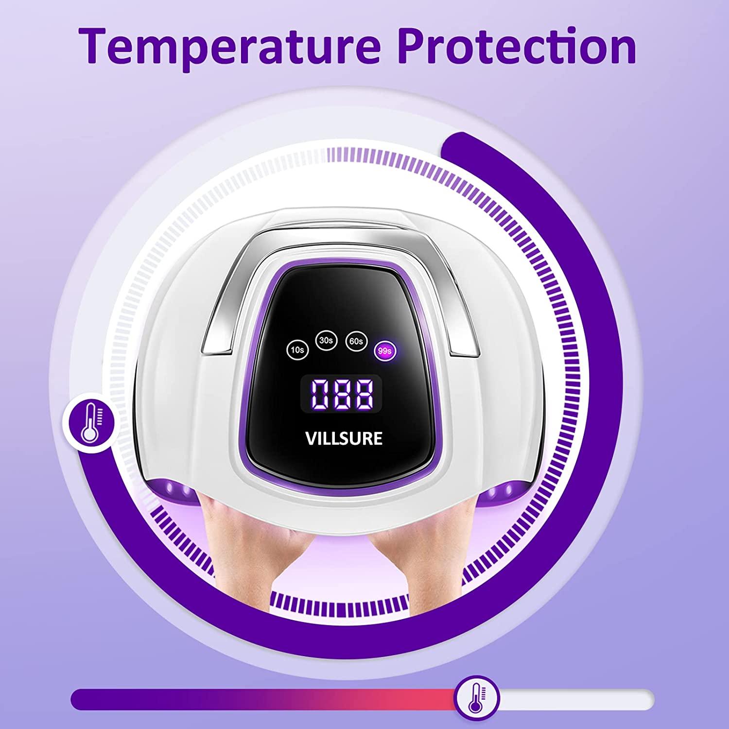 Villsure UV LED Nail Lamp for Gel Nails - 4 Timers, Auto Sensor, LCD ...