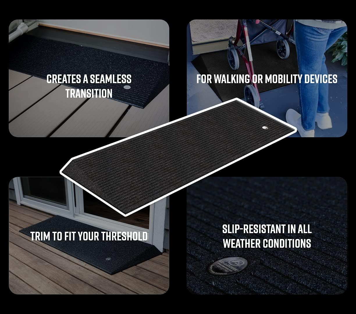 EZ-ACCESS Transitions Rubber Angled Entry Mat, Black, 1.5 Inch Rise ...