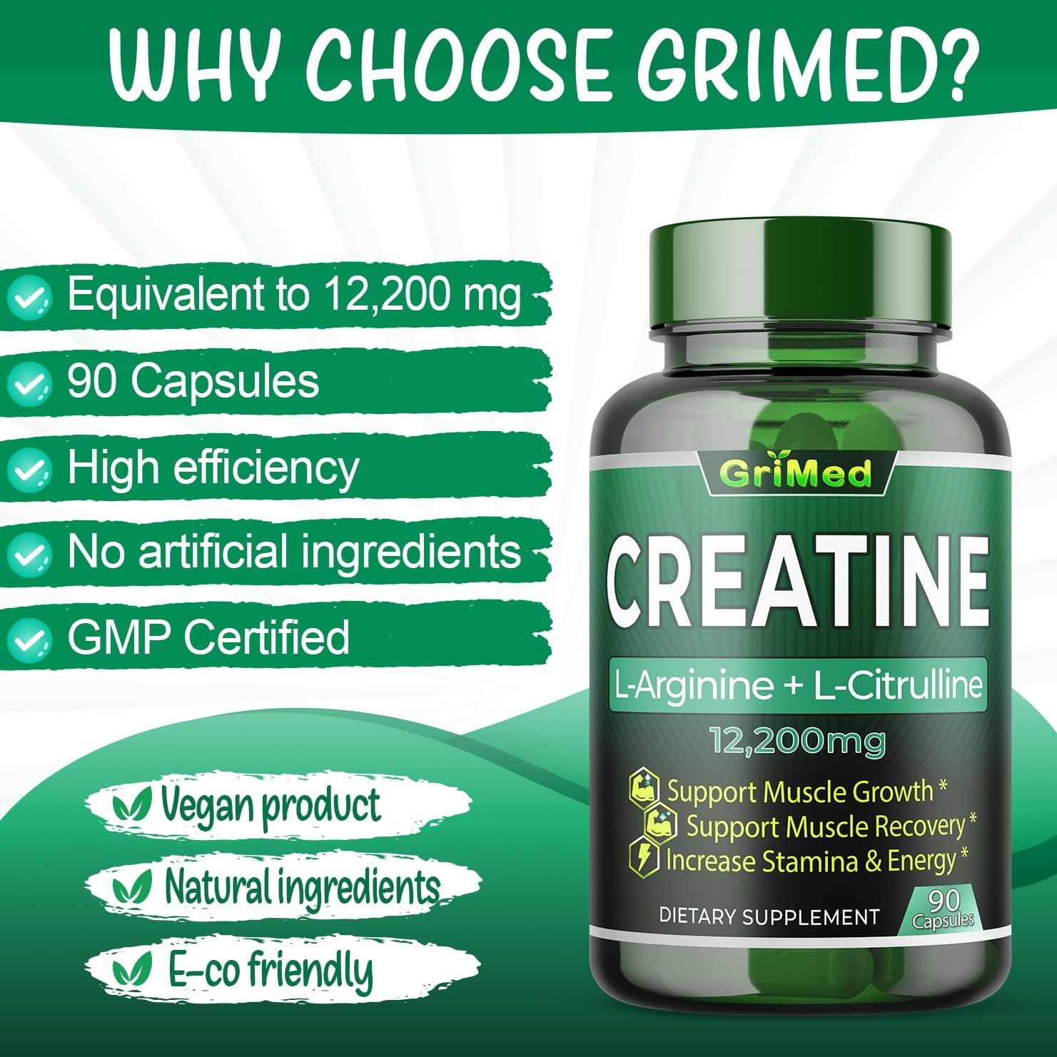 Ultimate Muscle Builder Supplement 12200mg Creatine Monohydrate with L ...