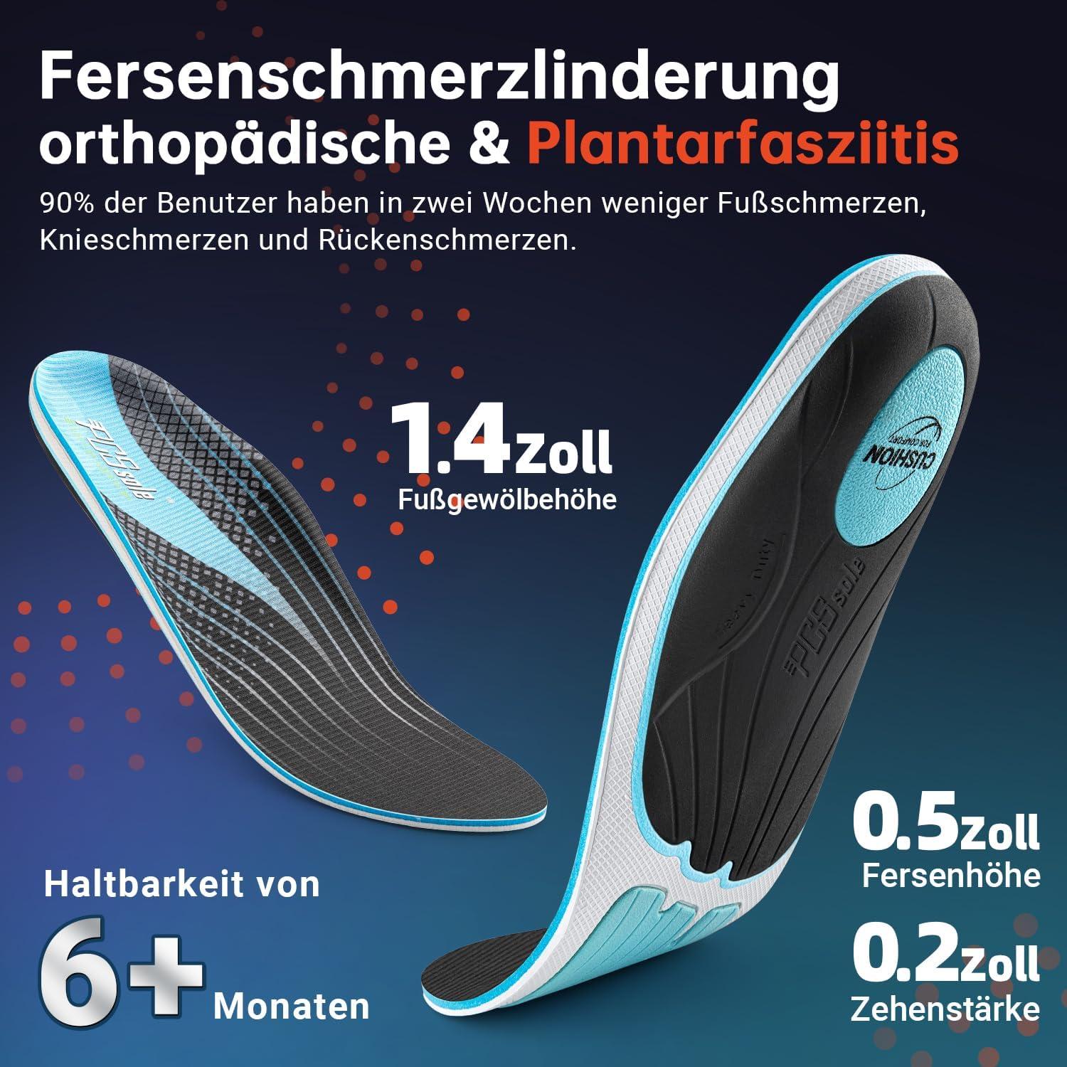 PCSSole Orthopedic Insoles for Plantar Fasciitis Flat Feet & Foot Pain ...