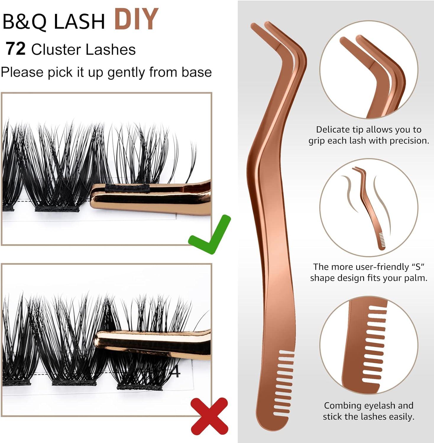 B&Q Eyelash Extension Kit B06 - 72Pcs Individual Lashes DIY Cluster Kit ...