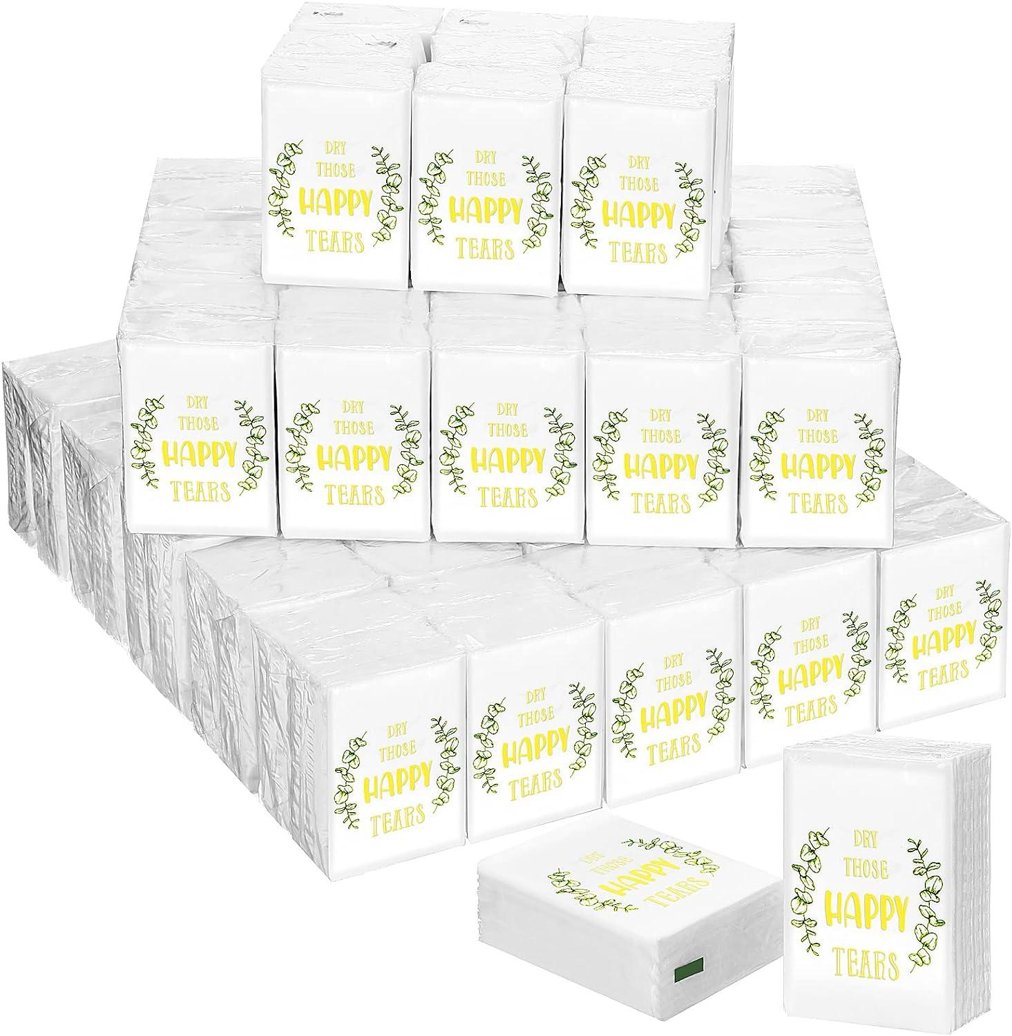 100 Packs Wedding Facial Tissues - 3 Ply Pocket Tissue Packs for Happy ...